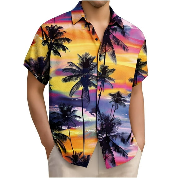 Atogsazn Men's Hawaiian Short Sleeve Shirt Summer Casual Button Down ...