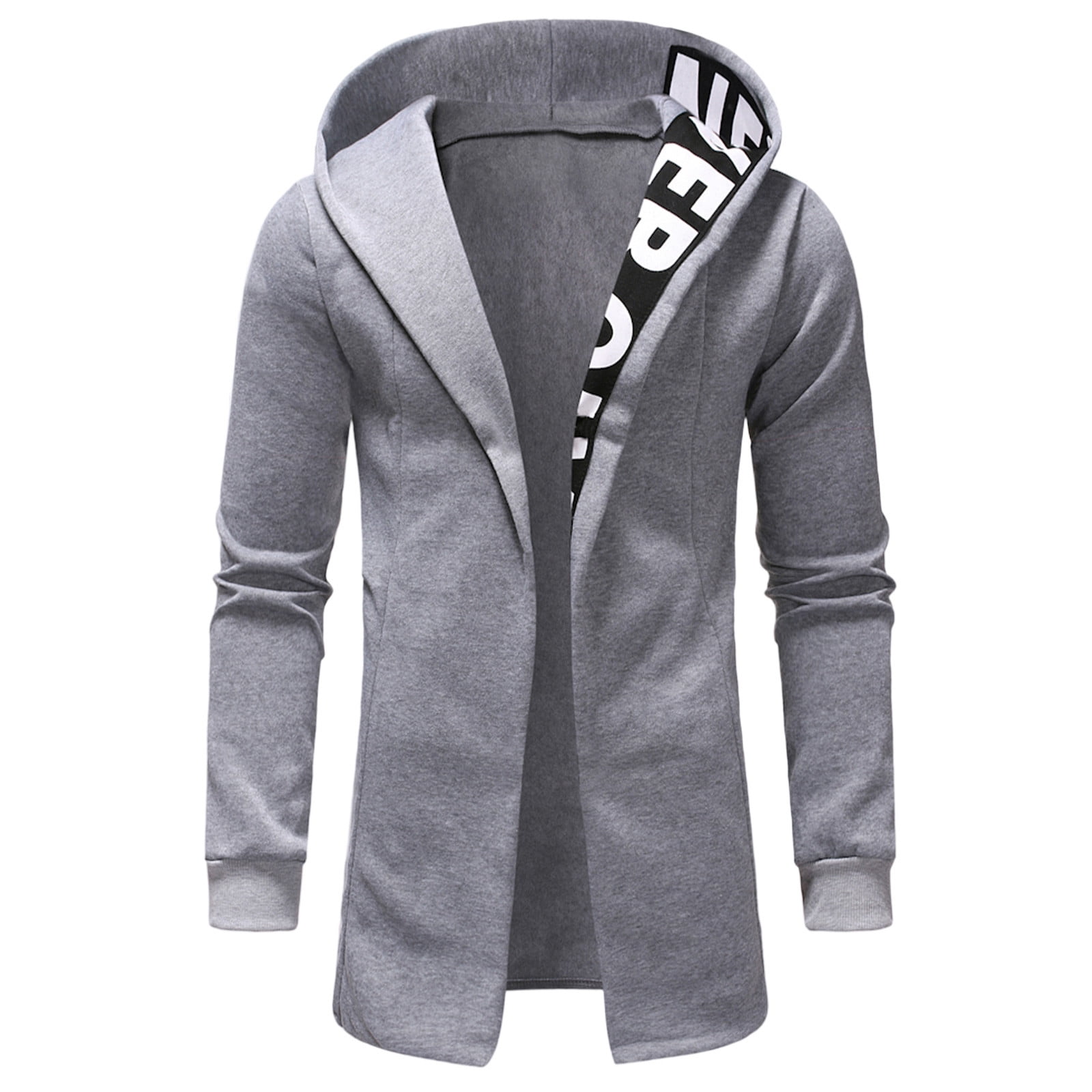 Atogsazn Men's Letter Graphic Print Open Front Hoodie Casual Long ...