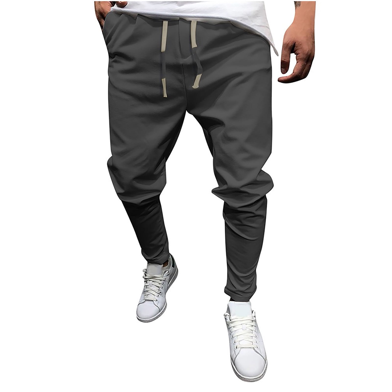 Atogsazn Mens Linen Pants Summer Casual Elastic Waist Pants Solid