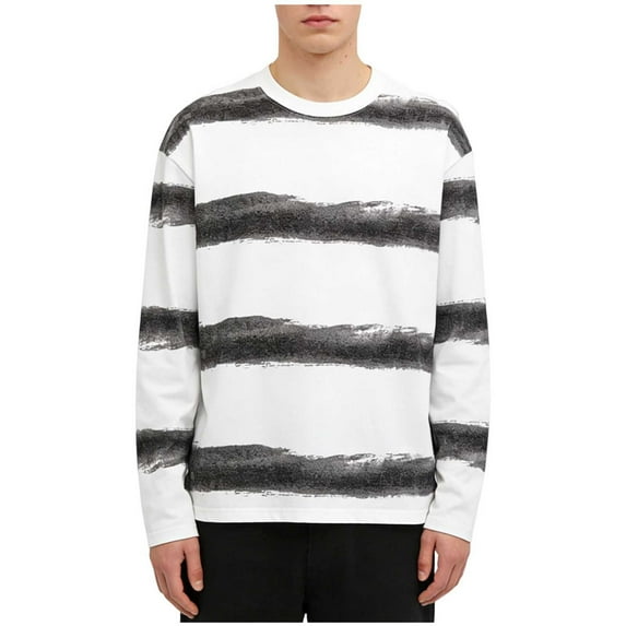 Atogsazn Men's Striped Shirt Casual Crewneck Long Sleeve Pullover ...