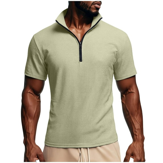 Atogsazn Men's Waffle 1/4 Zip Tshirt Casual Colorblock Short Sleeve ...