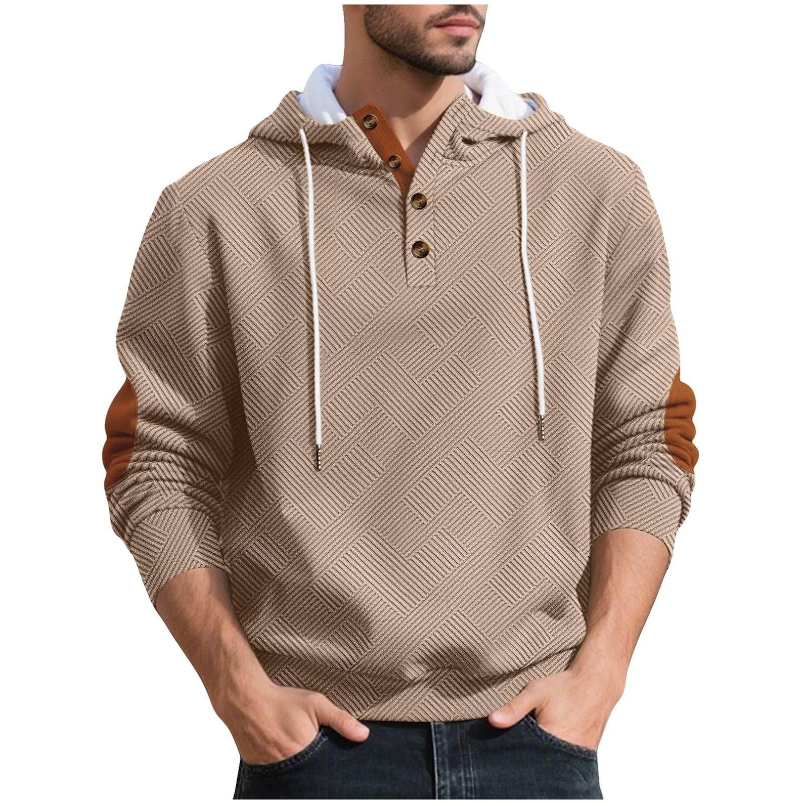 Atogsazn Mens Button Up Hoodies Casual Long Sleeve Hooded Sweatshirt ...