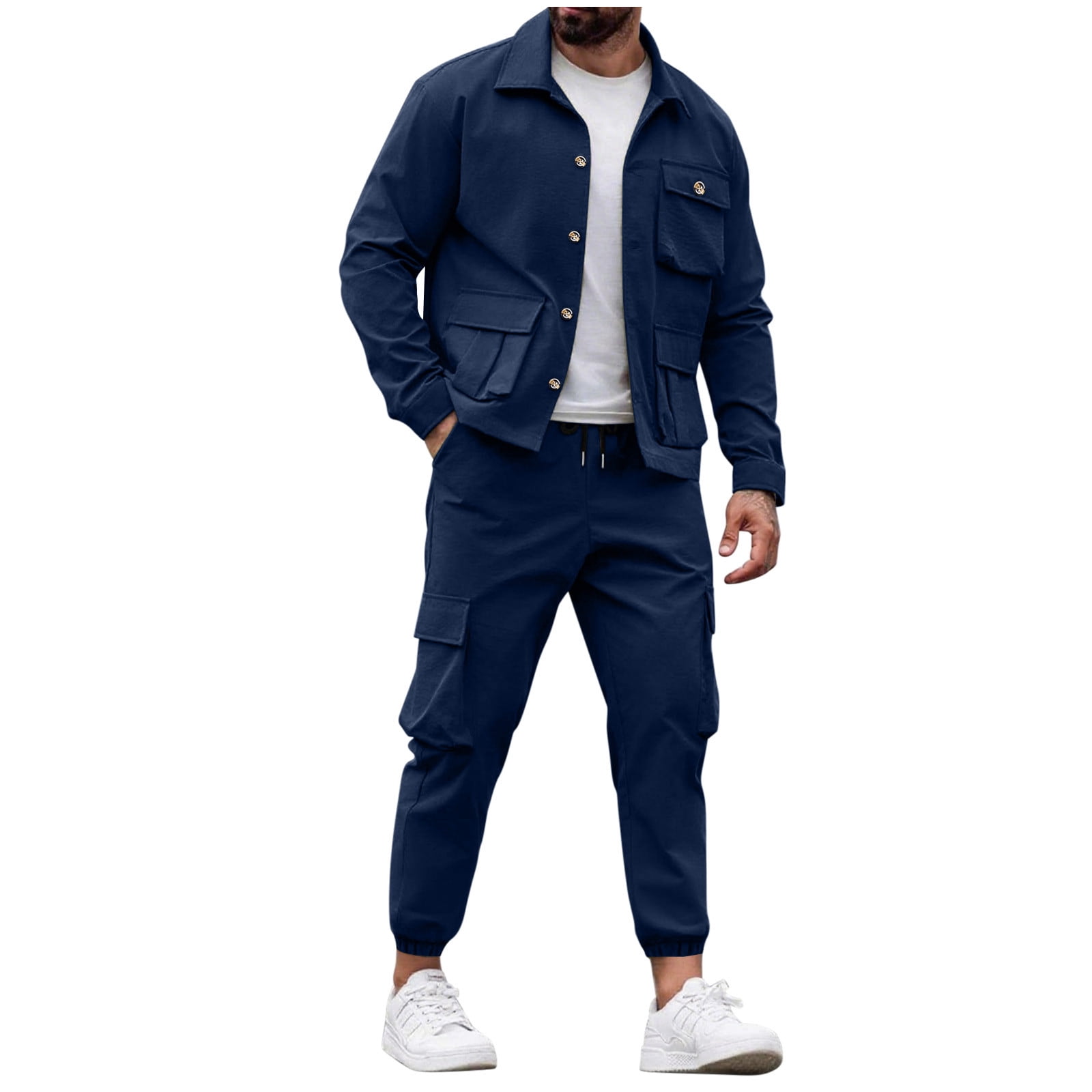 Atogsazn Mens Button Up Shirt Set Casual Long Sleeve Shirts Pants ...