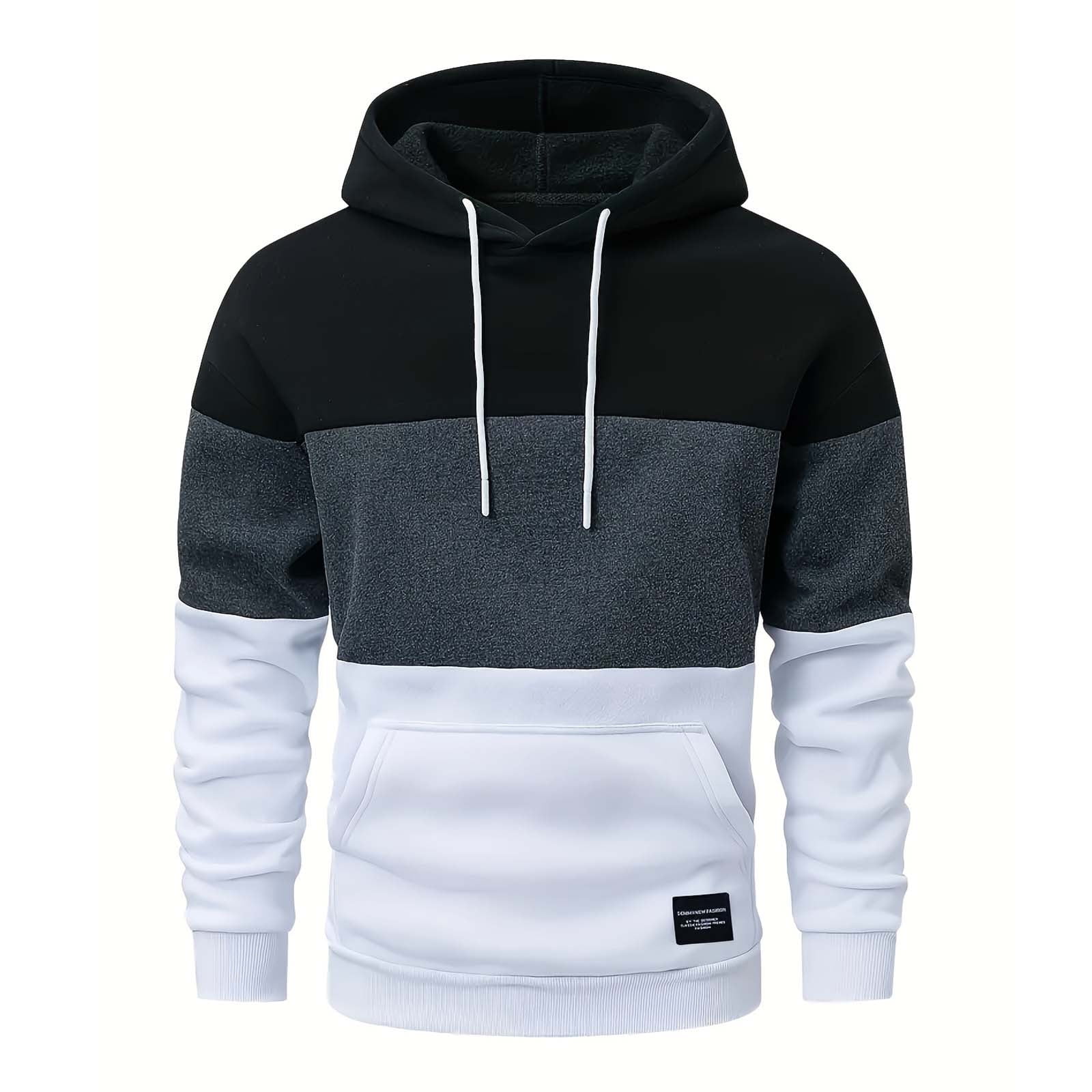 Atogsazn Mens Fleece Hoodie Casual Oversized Pullover Long Sleeve ...
