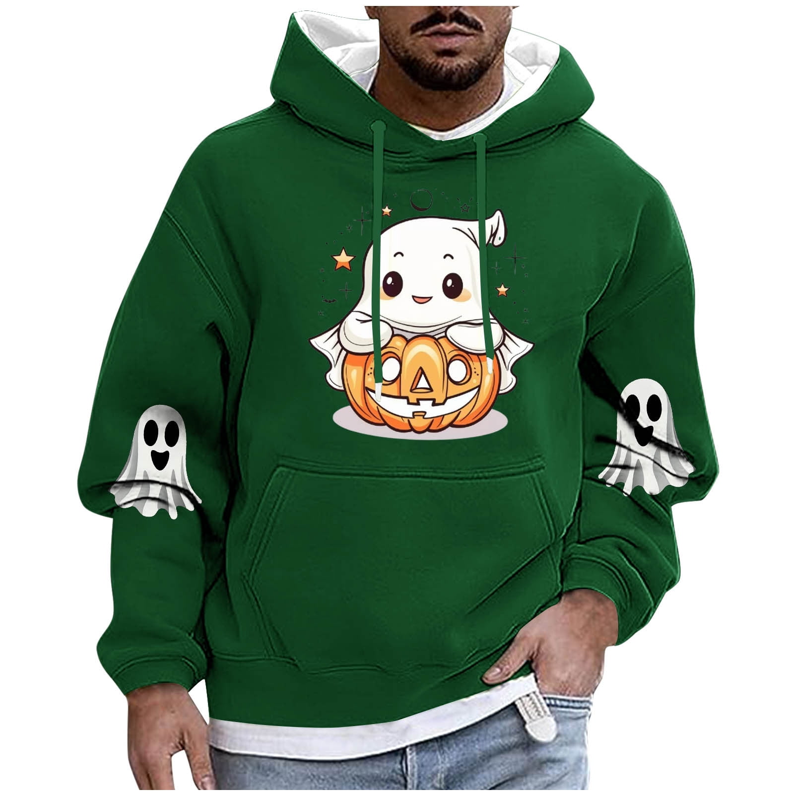 Atogsazn Mens Halloween Hoodies Casual Spooky Fleece Long Sleeve ...