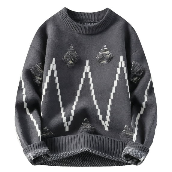 Atogsazn Mens Oversized Knitted Sweater Casual Crewneck Long Sleeve ...