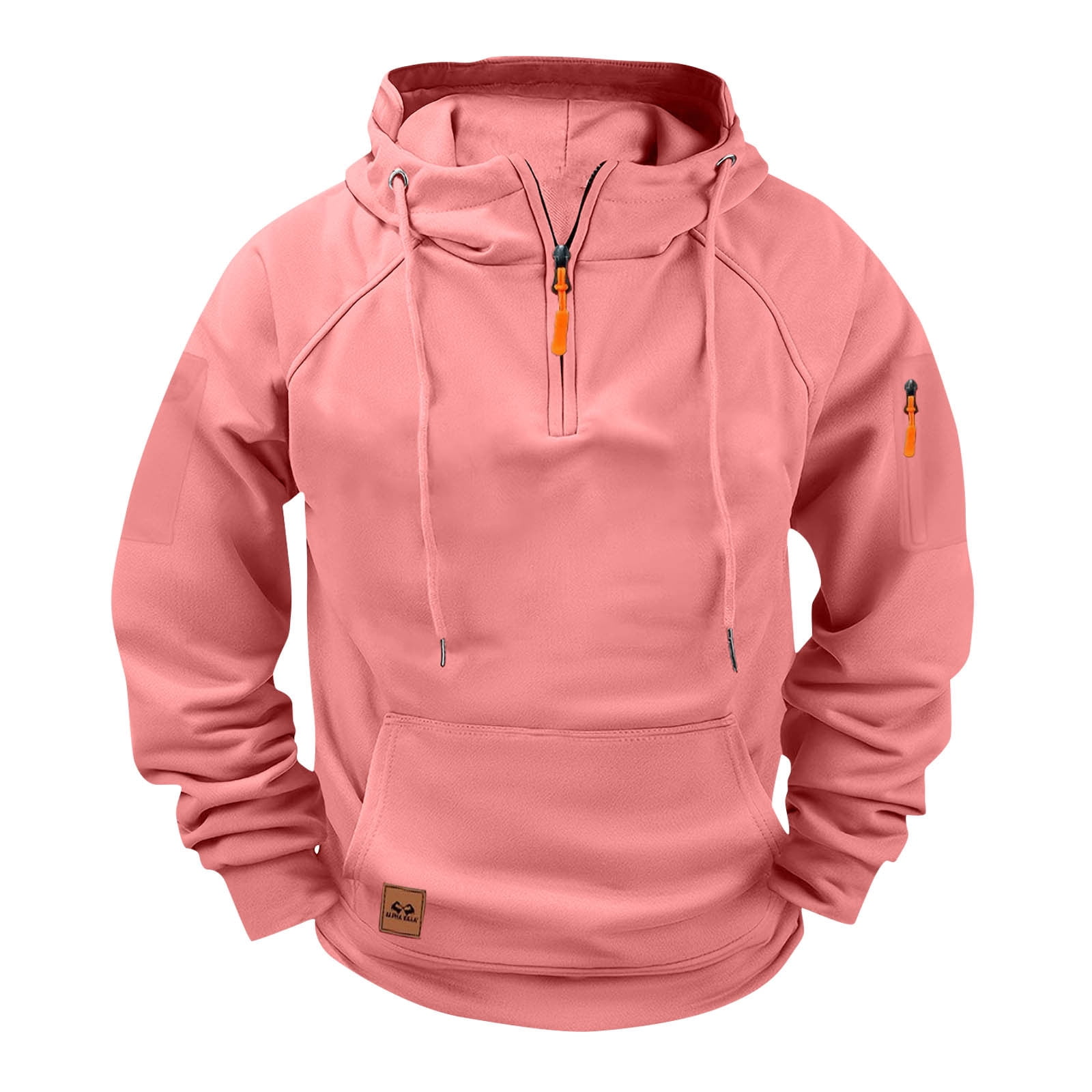 Atogsazn Mens Quarter Zip Cargo Hoodies Casual Fleece Tactical Long ...