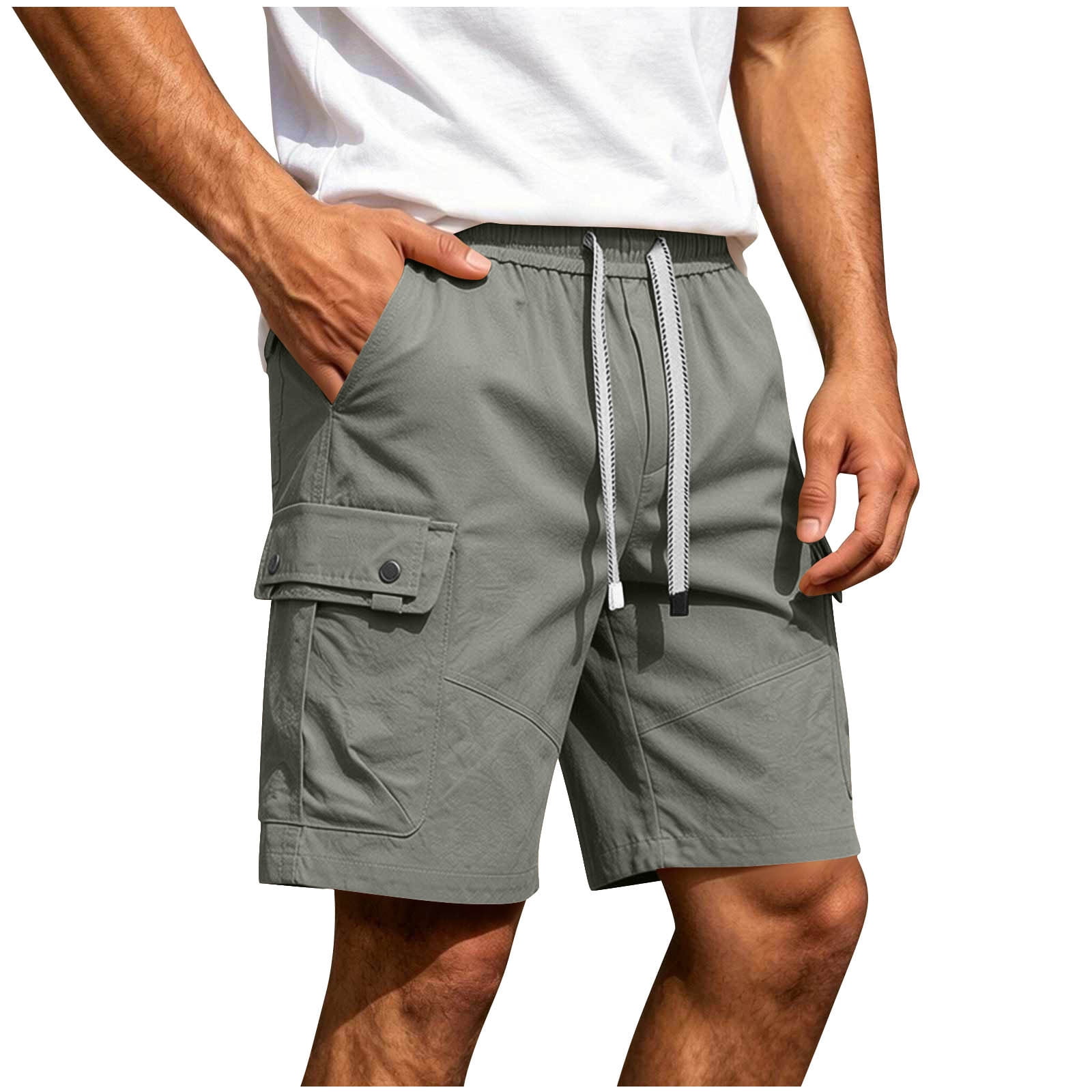 Atogsazn Mens Summer Cargo Shorts Casual Jogger Drawstring Elastic ...