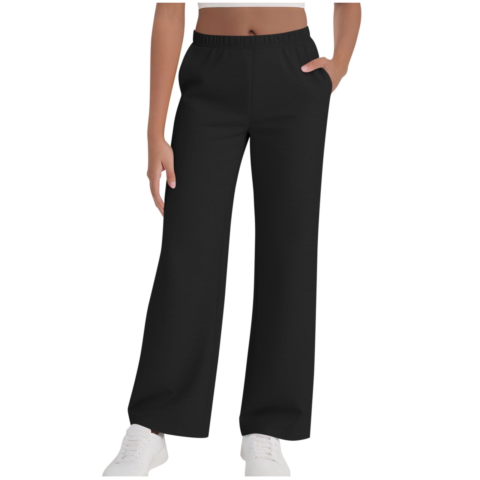 Atogsazn Sweatpant for Women Dressy Casual Wide Leg Elastic Waist Pant ...