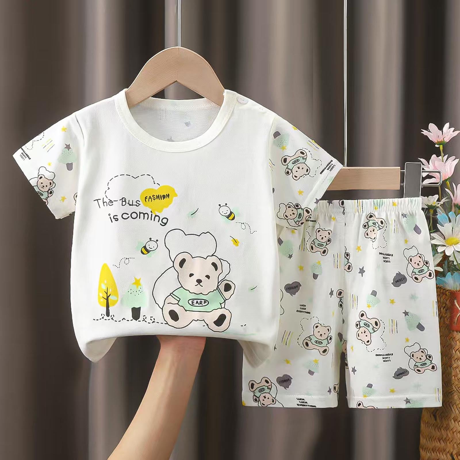 Atogsazn Toddler Baby Boy Clothes Set Kids Summer Cotton Short Sleeve ...