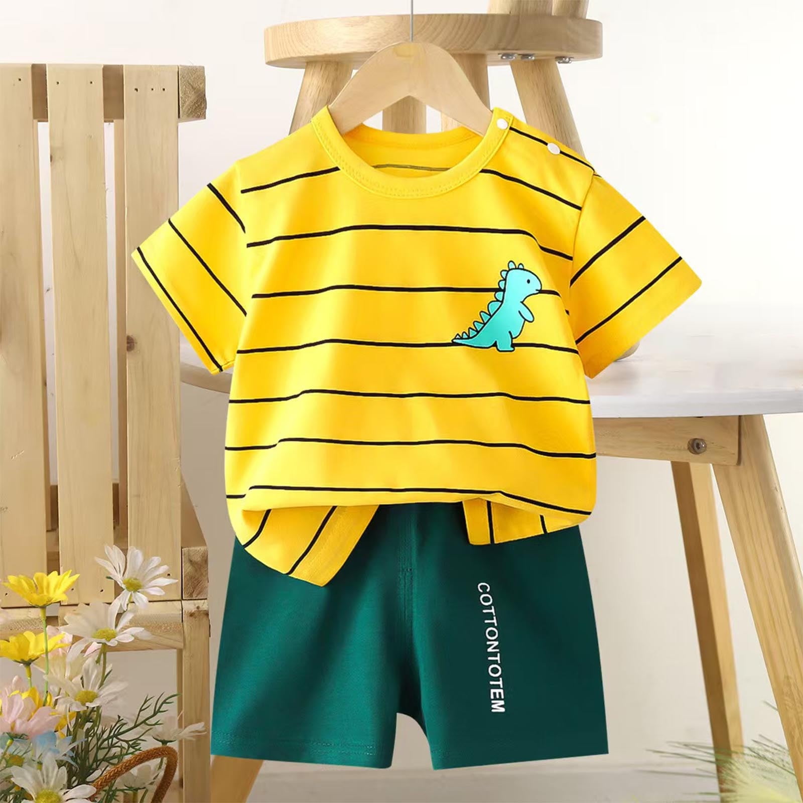 Atogsazn Toddler Baby Boy Clothes Set Kids Summer Cotton Short Sleeve ...