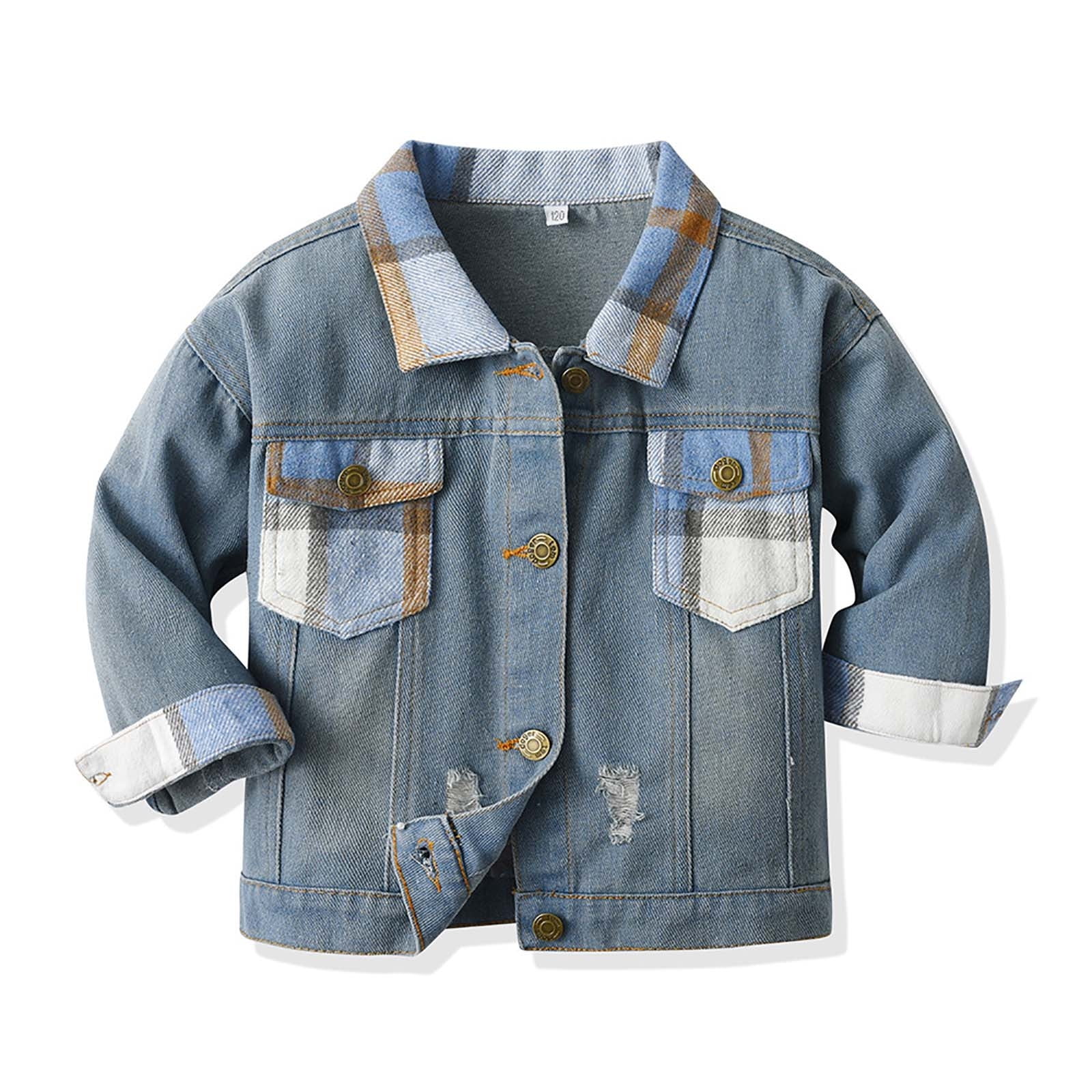 Atogsazn Toddler Baby Boys Denim Jackets Kids Button Down Shirts with ...