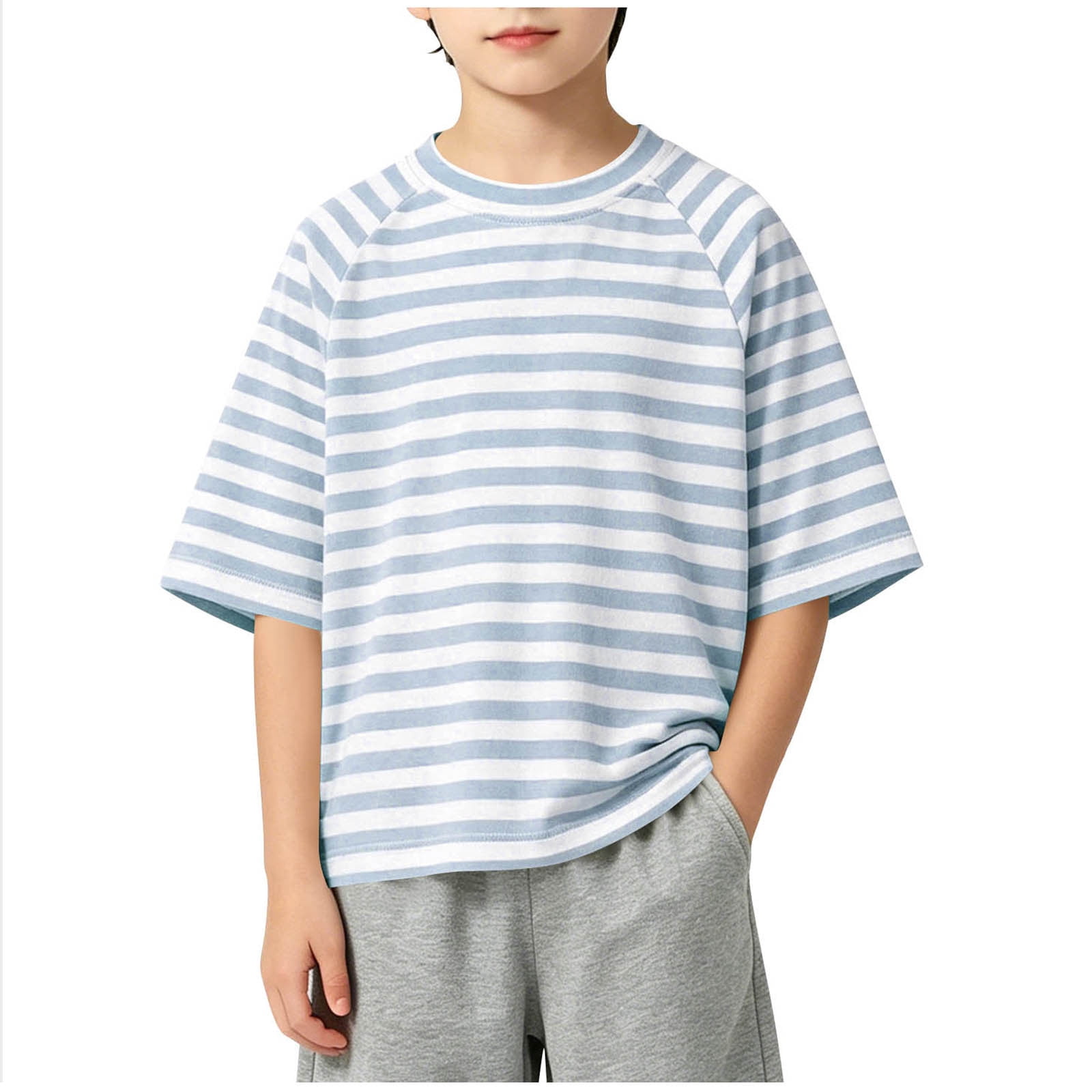 Atogsazn Toddler Baby Boys Summer Striped T-shirt Kids Loose Fit Short ...