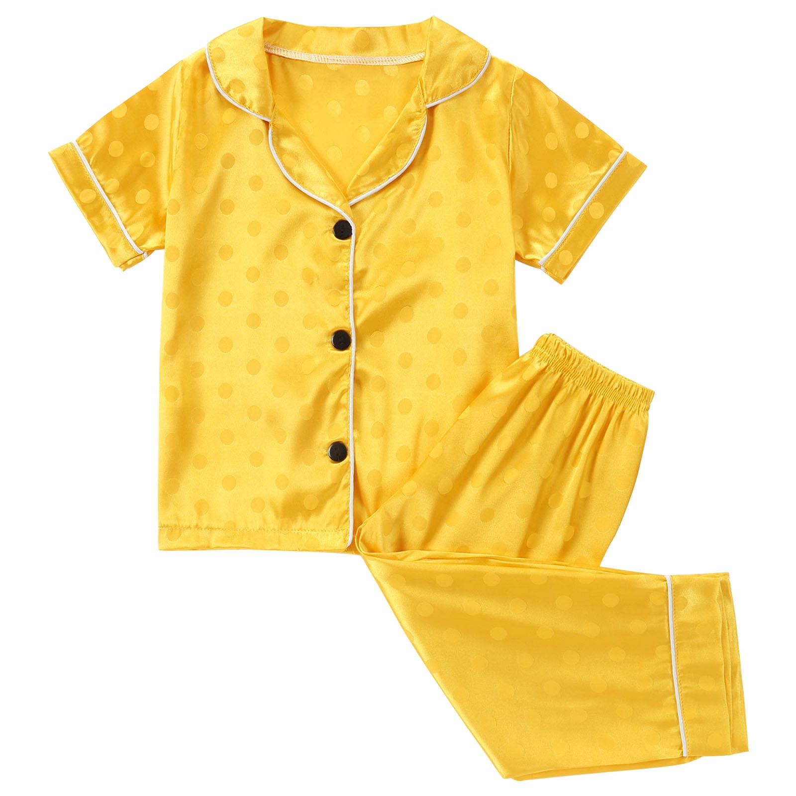Atogsazn Toddler Baby Girl Pajamas Set Kids Button Satin Silk Short ...