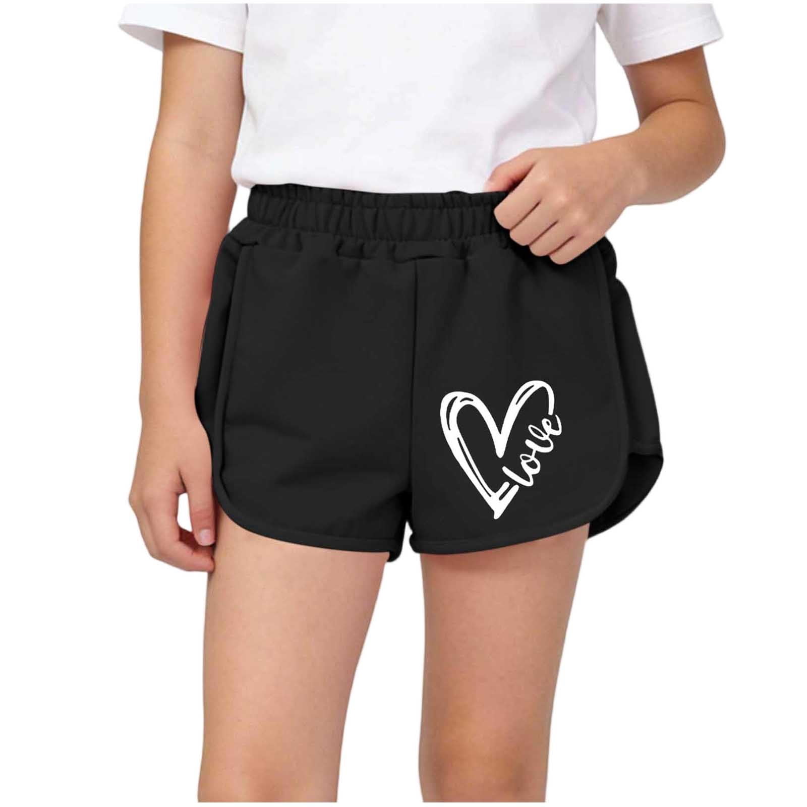 Atogsazn Toddler Baby Girls Athletic Shorts Kids Casual Hearts Printed ...