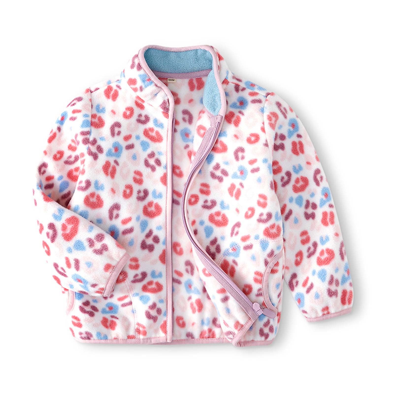 Atogsazn Toddler Baby Girls Fleece Jackets Cute Print Zip Up Long ...