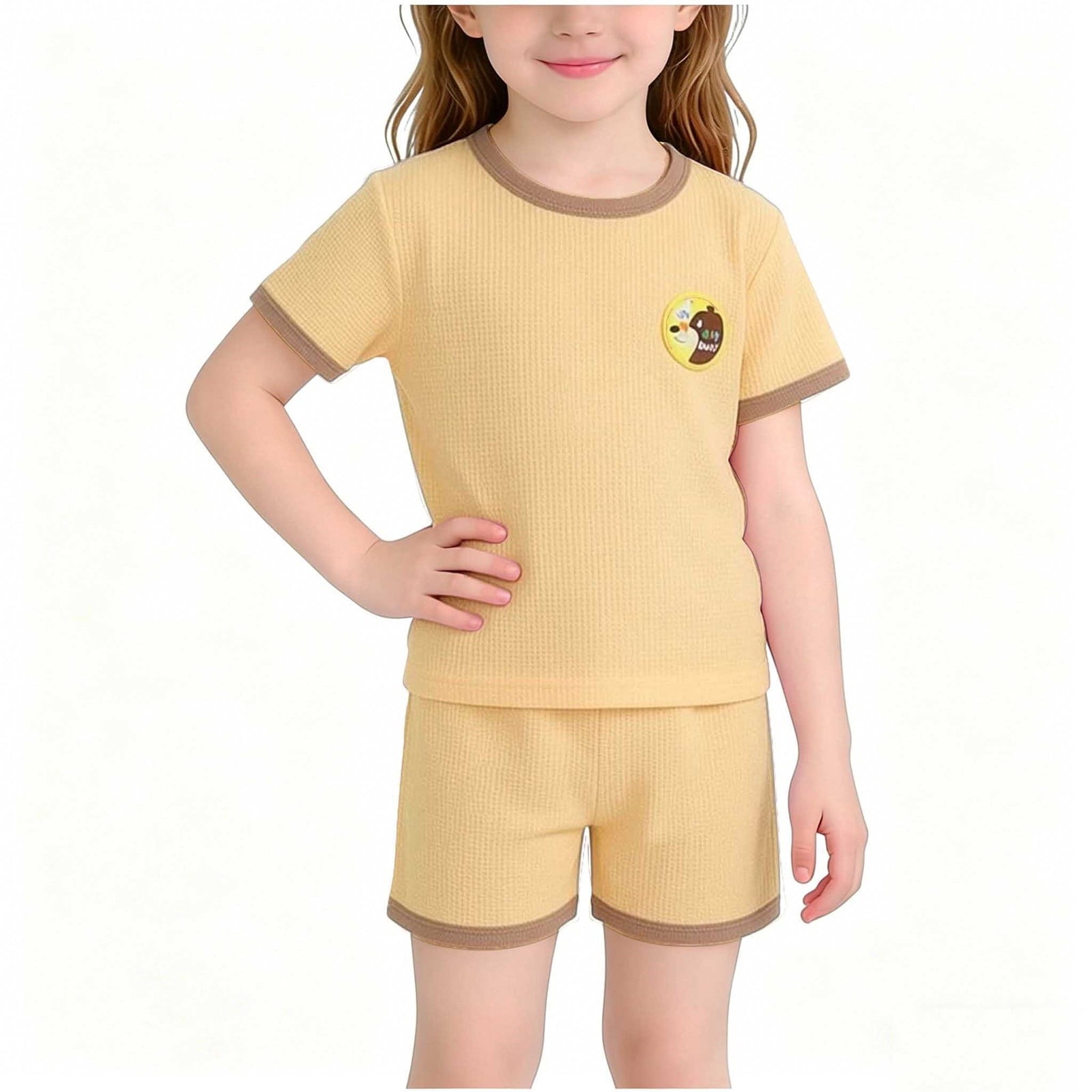 Atogsazn Toddler Baby Girls Summer Clothes Set Kids Crew Neck Short ...
