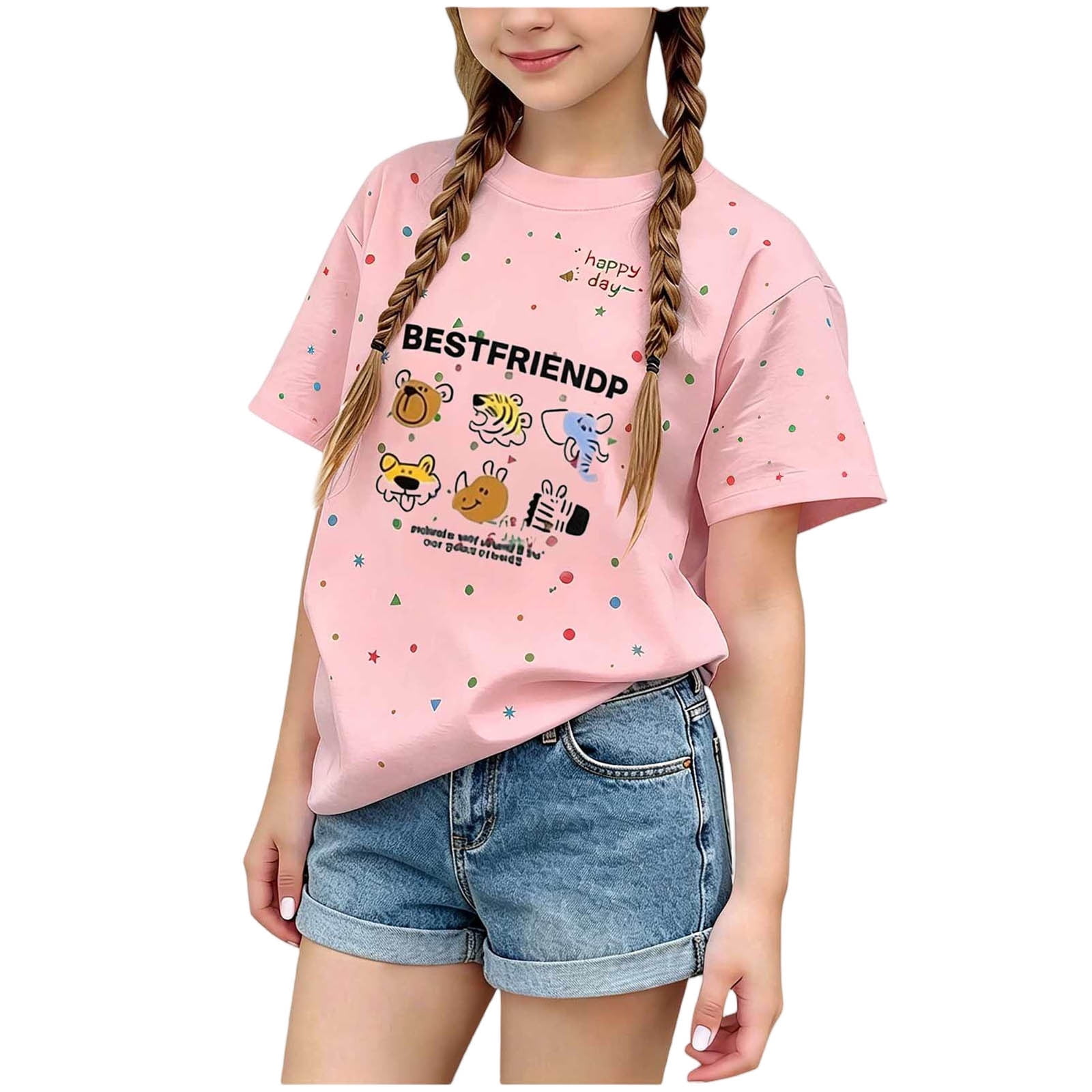 Atogsazn Toddler Baby Girls Summer T-shirt Kids Casual Cute Printed ...