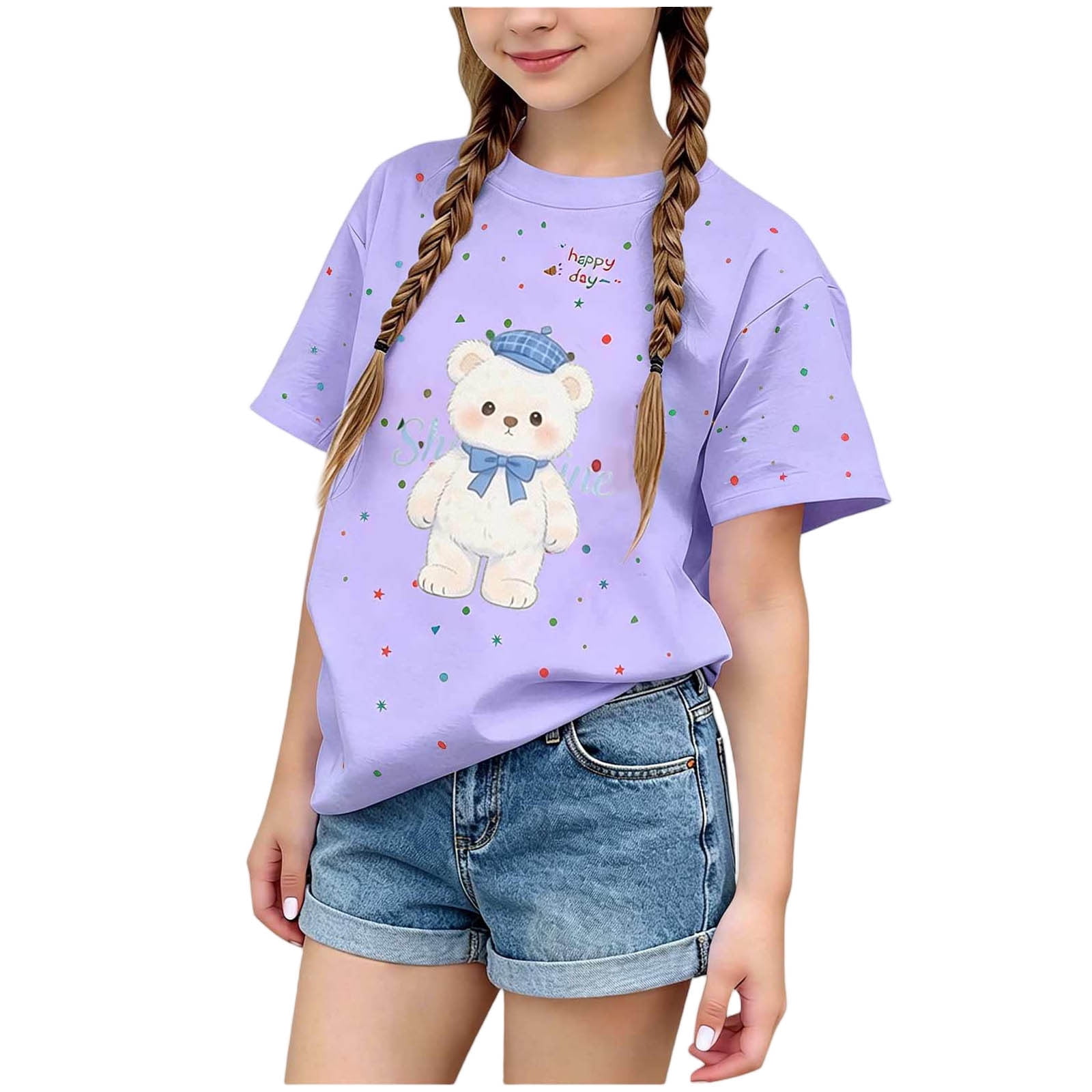 Atogsazn Toddler Baby Girls Summer T-shirt Kids Casual Cute Printed ...