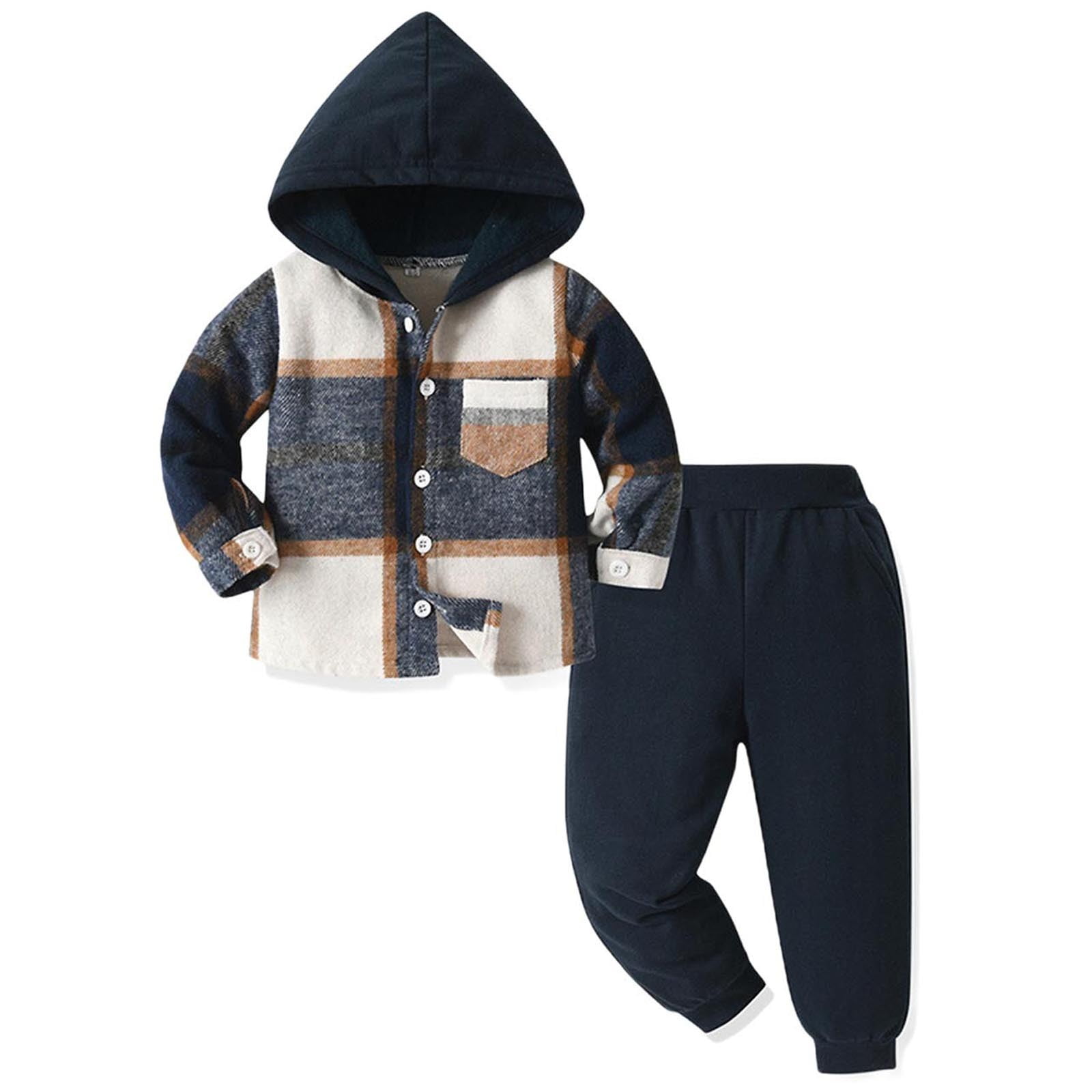 Atogsazn Toddler Boys Clothes Set Kids Button Long Sleeve Hoodie ...