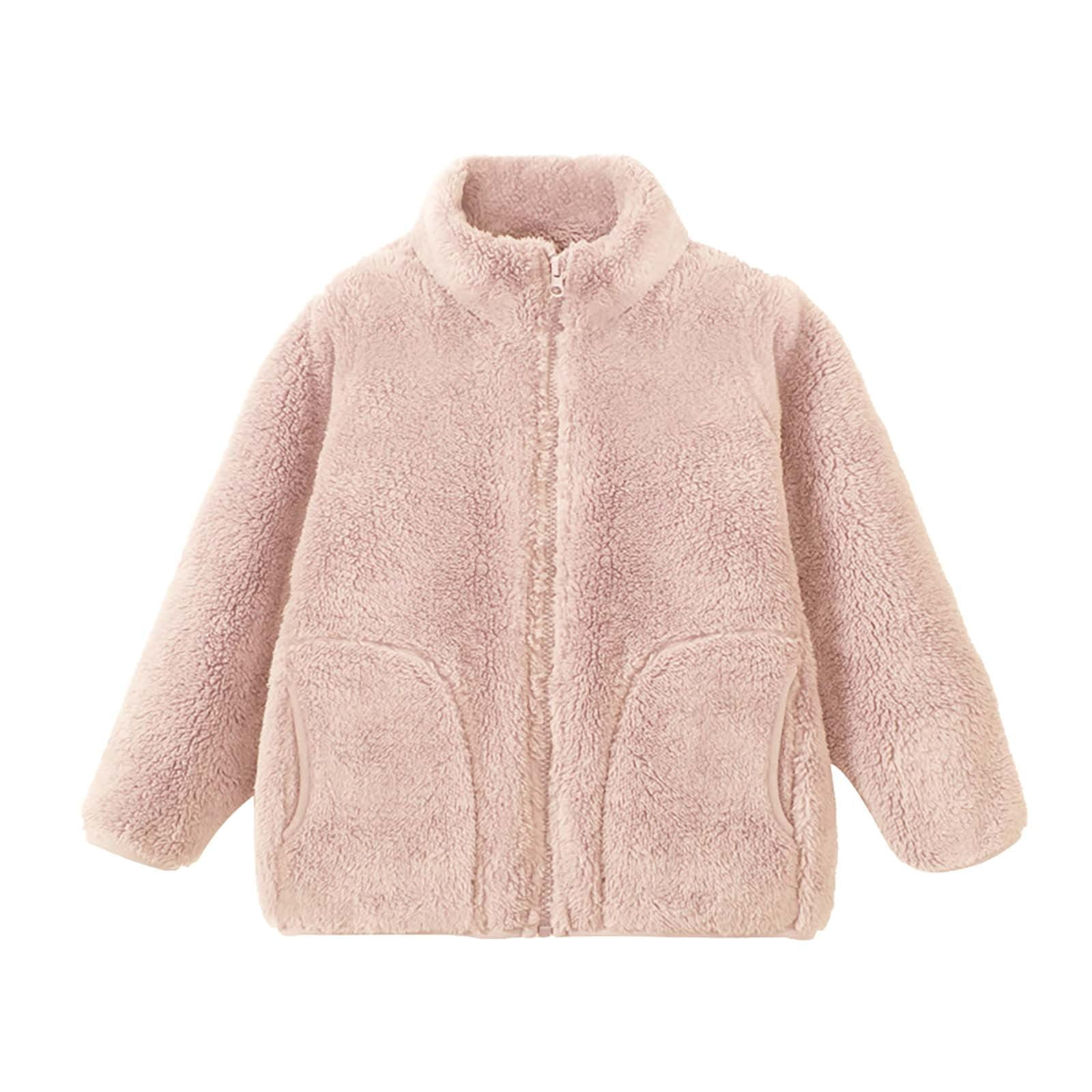 Atogsazn Toddler Girl Fuzzy Jacket Kids Fleece Zip Up Long Sleeve Coat ...