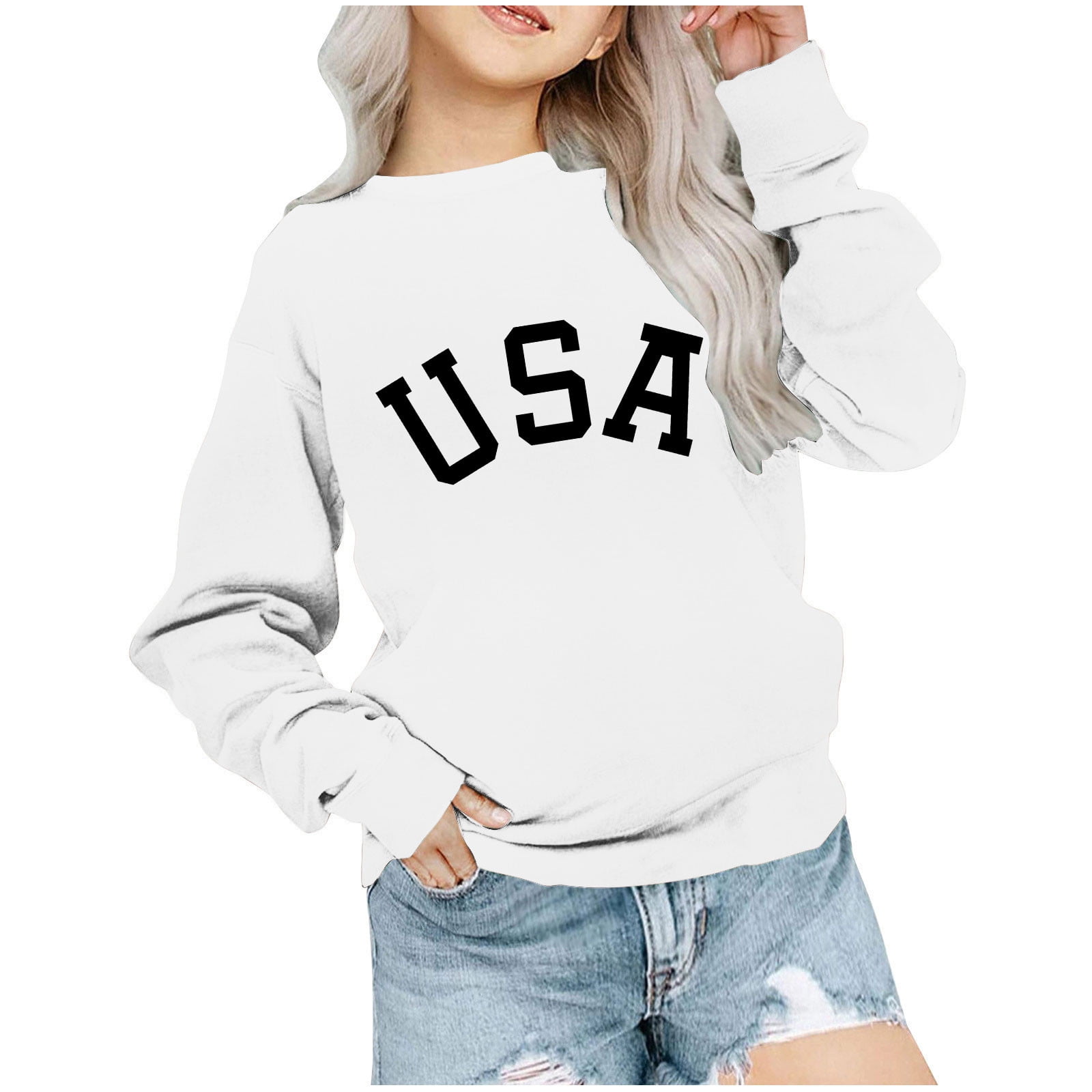Atogsazn Toddler Girl Sweatshirt Kids Casual Letter Printed Long Sleeve ...