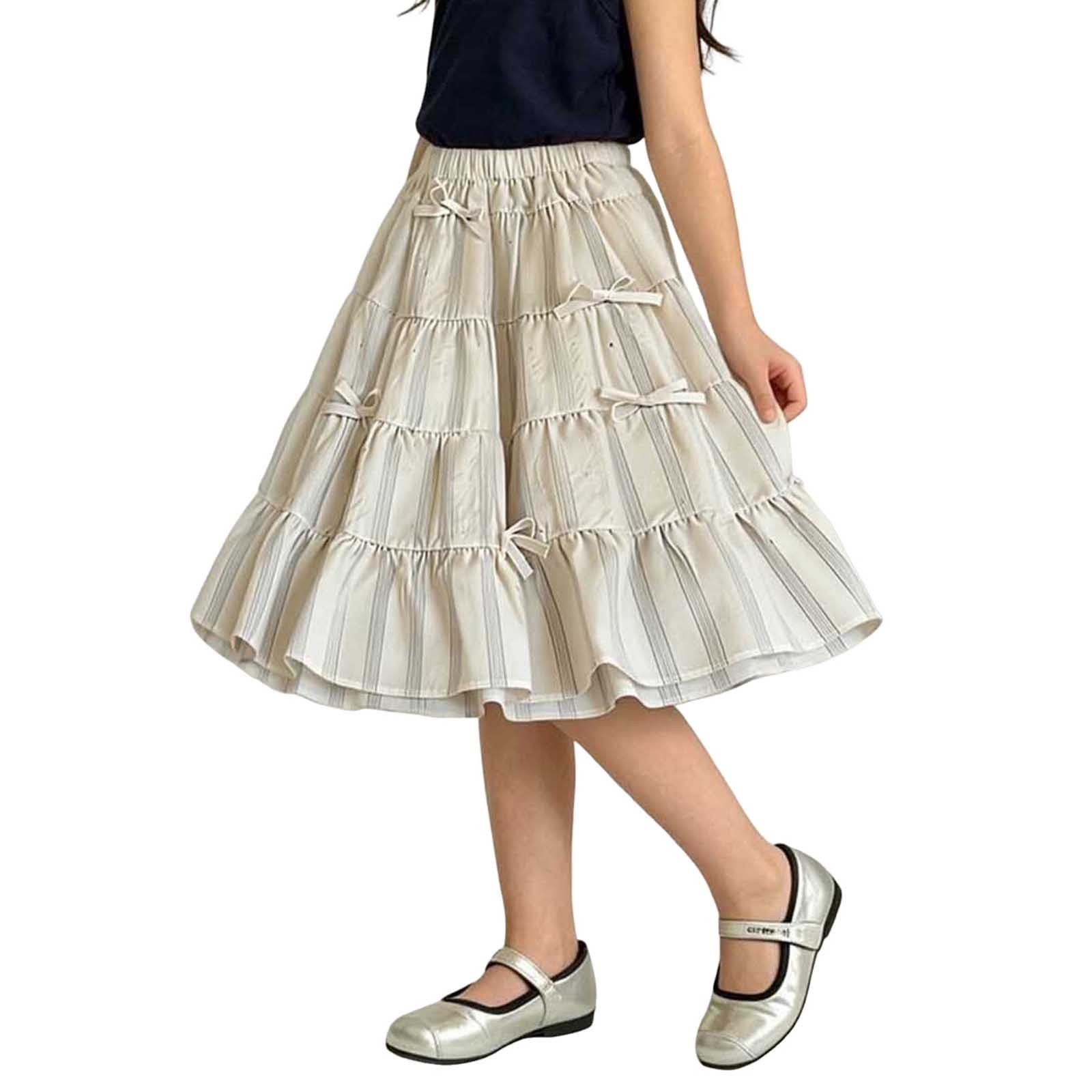 Atogsazn Toddler Girl's Summer Tiered Skirt Kids Casual Flowy Bow ...