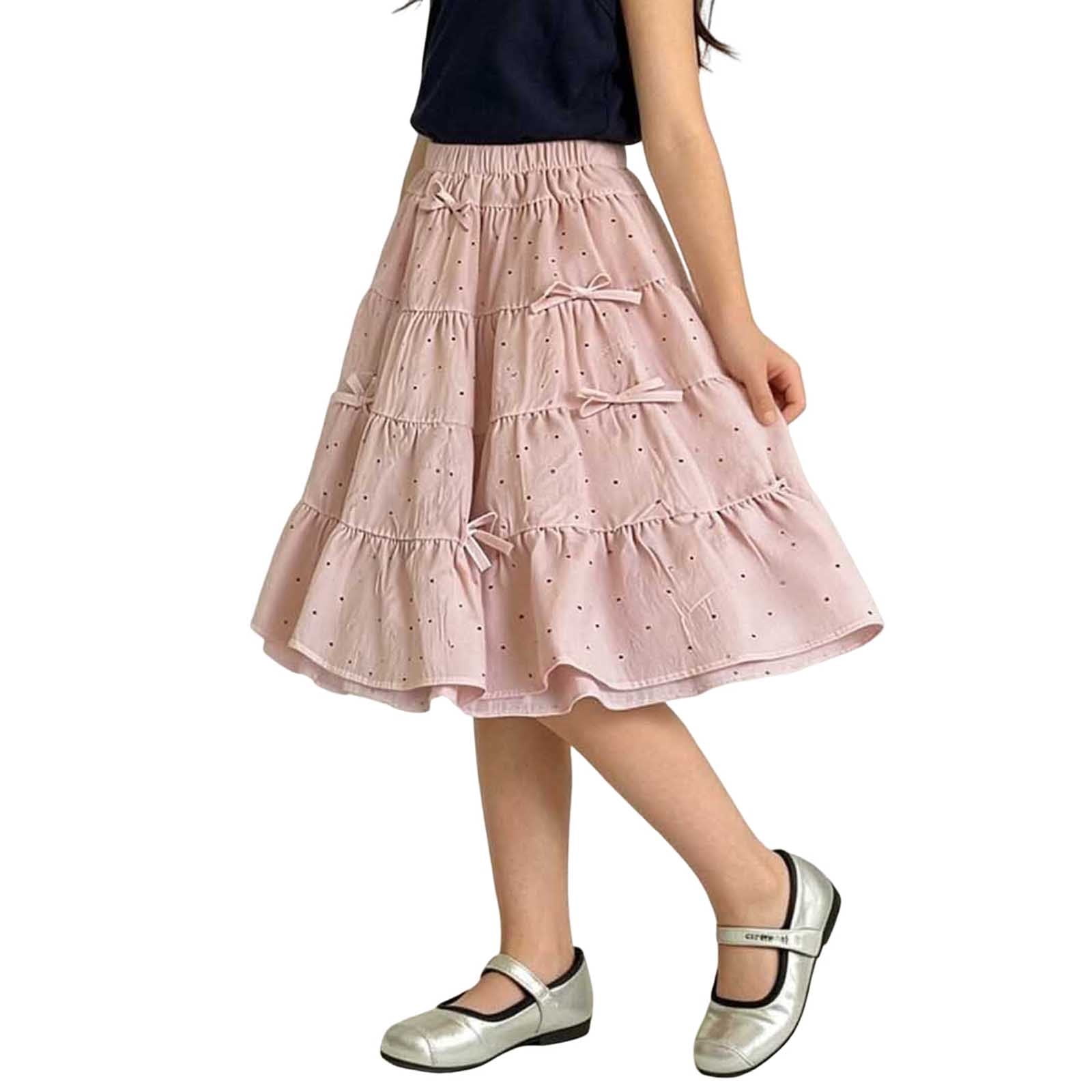 Atogsazn Toddler Girl's Summer Tiered Skirt Kids Casual Flowy Bow ...