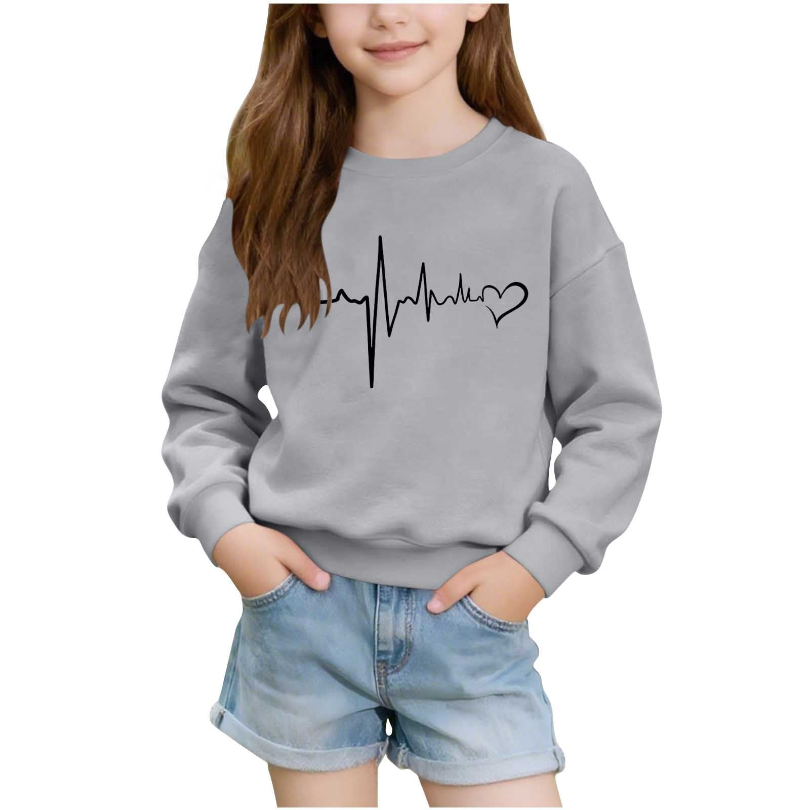 Atogsazn Toddler Girls Long Sleeve Sweatshirt Kids Fleece Heart Crew ...
