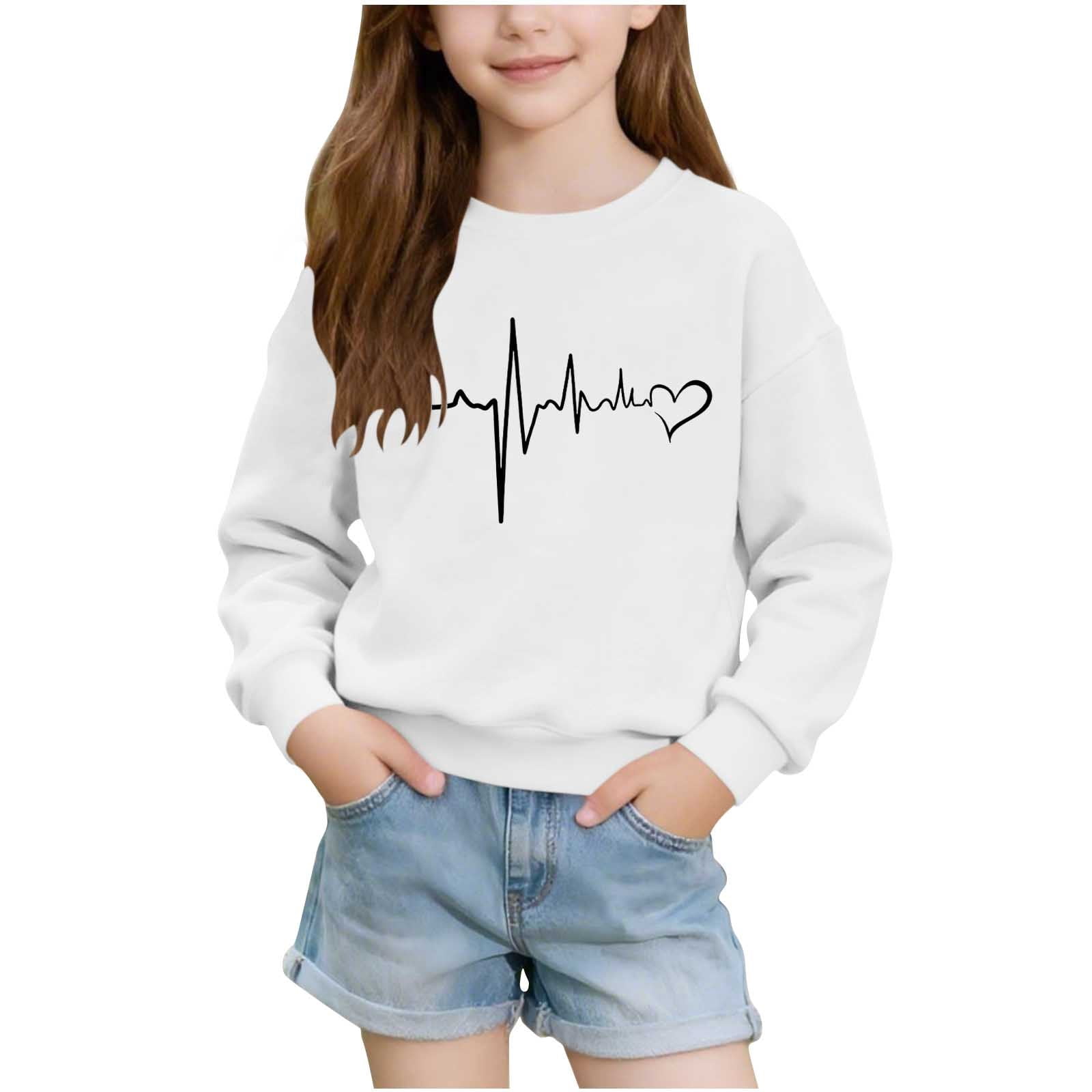 Atogsazn Toddler Girls Long Sleeve Sweatshirt Kids Fleece Heart Crew ...