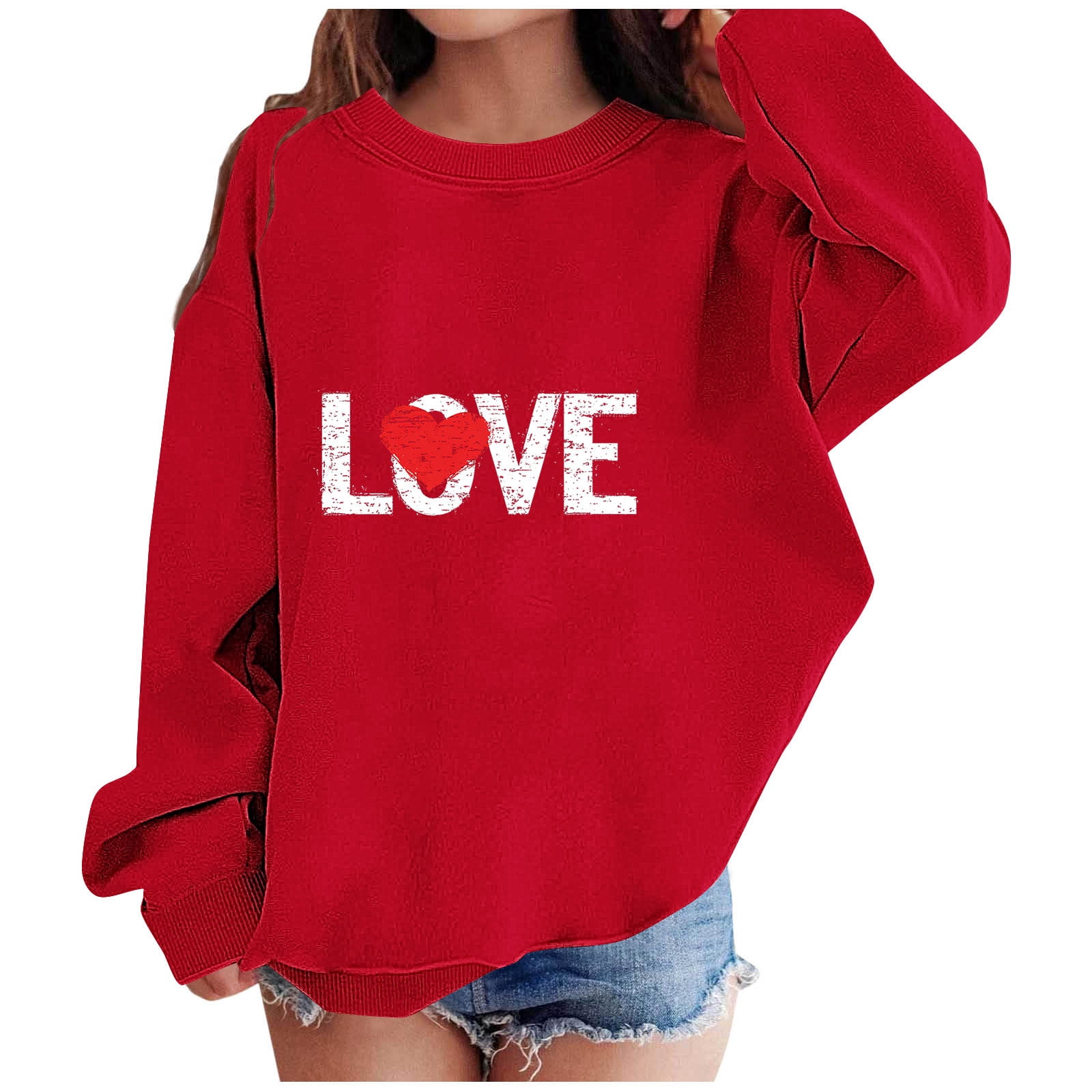 Atogsazn Toddler Girls Valentine's Day Sweatshirt Kids Heart Printed ...