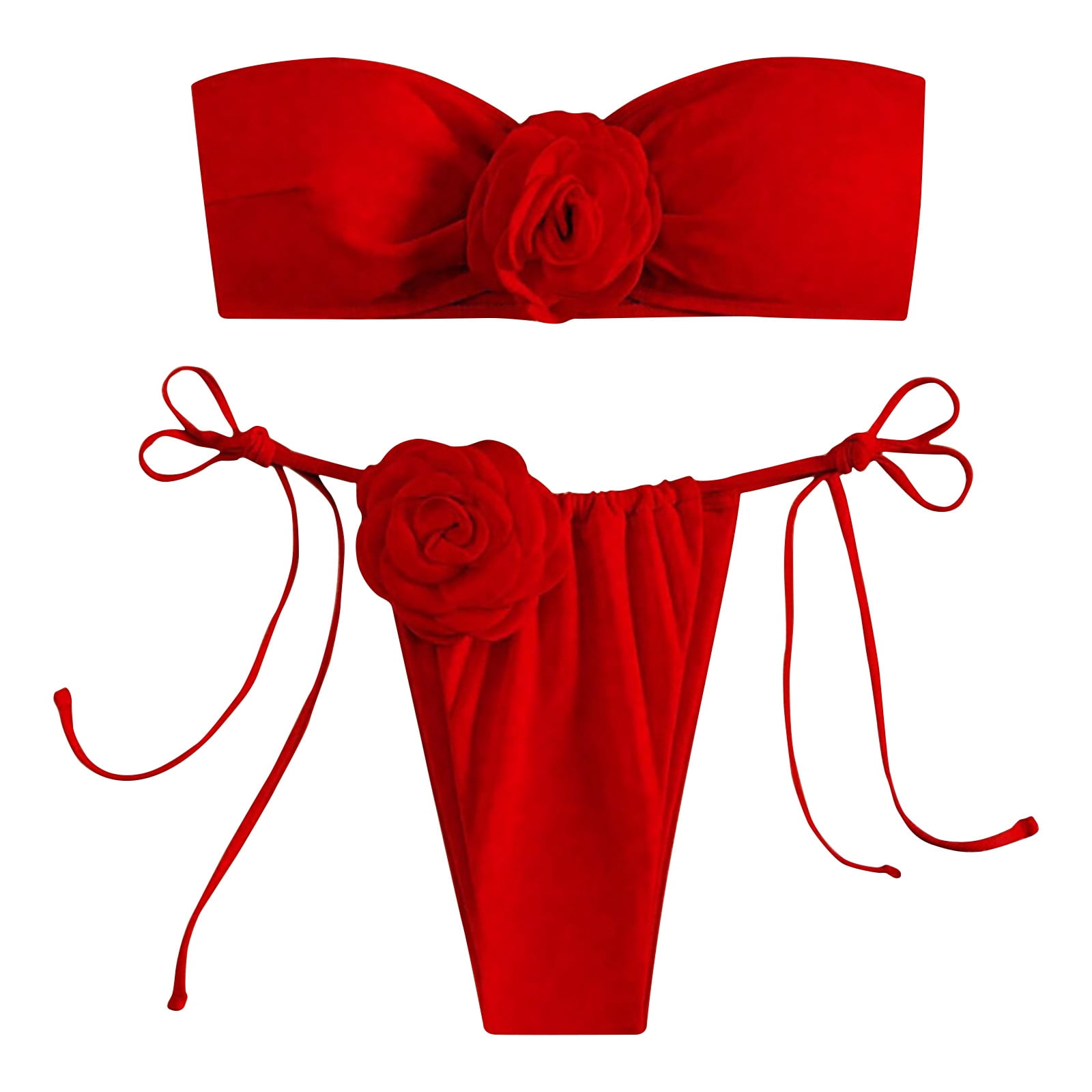 Atogsazn Women 2 Piece Strapless Bikini Swimsuits Bandeau Bikini Set ...
