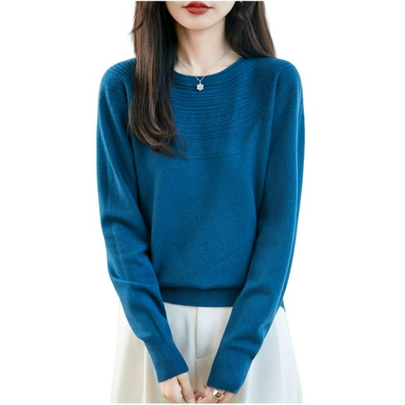 Atogsazn Women's Floral Sweater Casual Crew Neck Long Sleeve Blouse ...