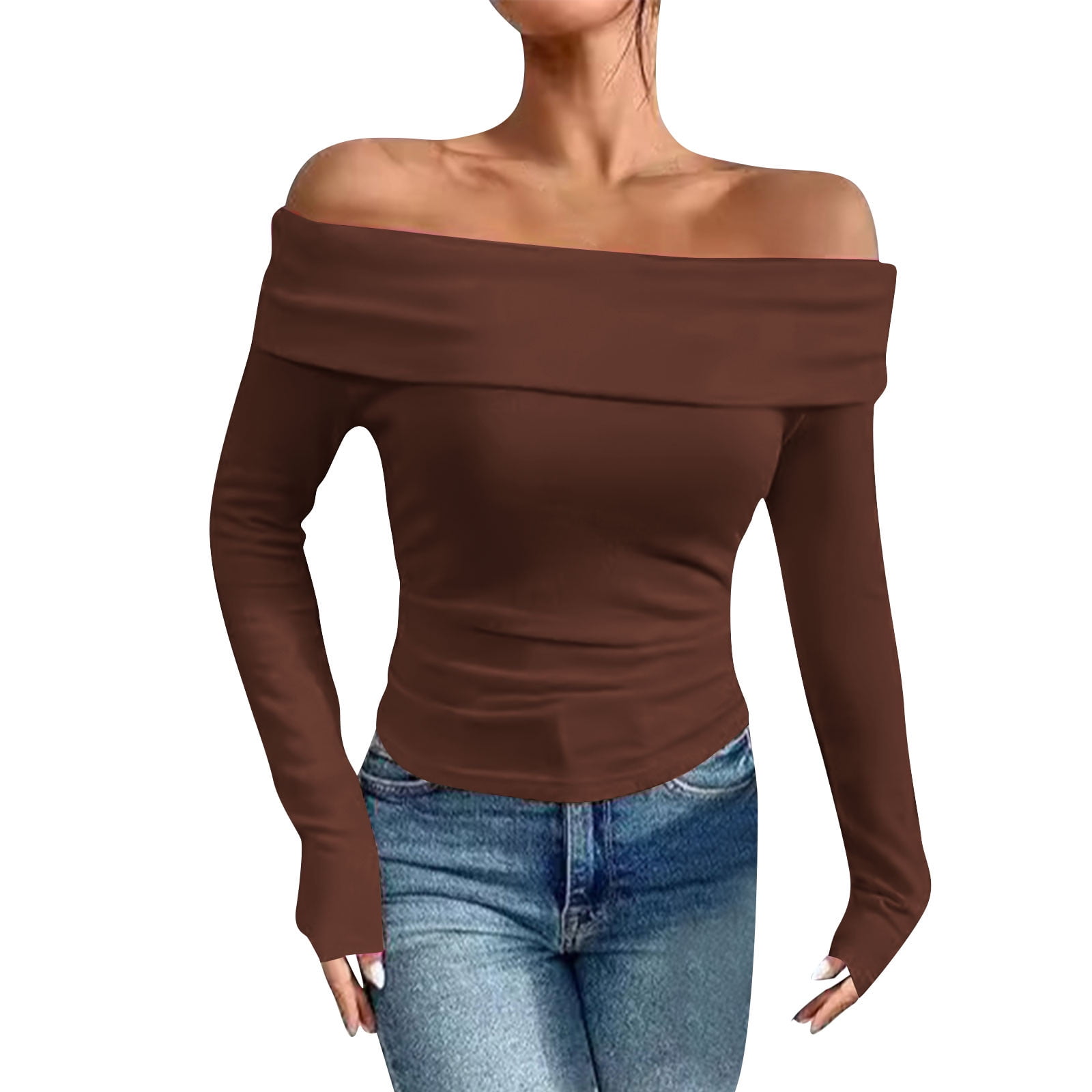 Atogsazn Women's Spring Tops Casual Off Sleeve Yoga Tshirt Summer ...