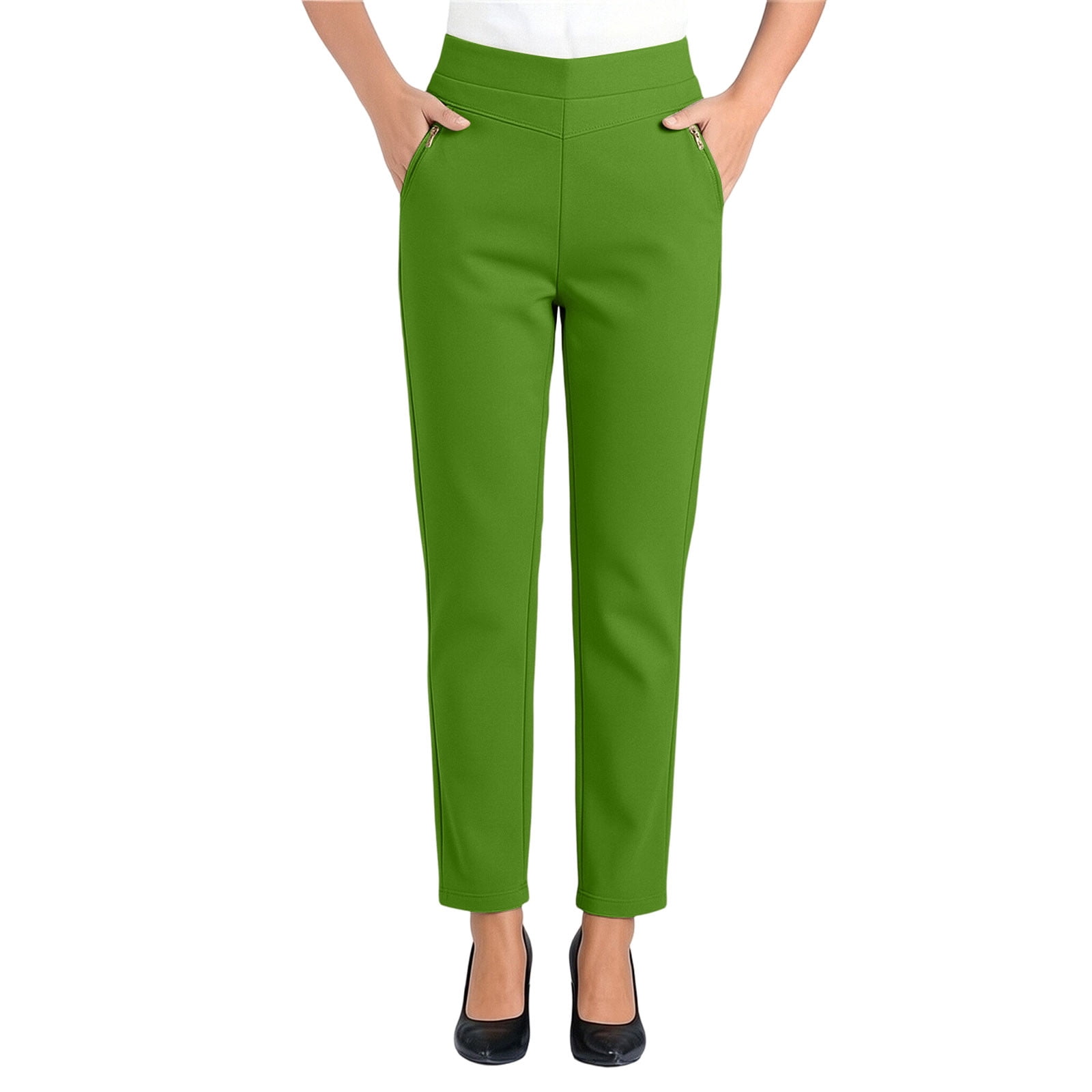 Atogsazn Womens High Waist Pants Dressy Casual Button Slim Fit Pant ...