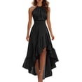 Atogsazn Womens Summer Halter Neck Maxi Dress Flowy Asymmetric High-Low ...