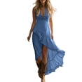 Atogsazn Womens Summer V Neck Maxi Dress Sleeveless Asymmetric High-Low ...