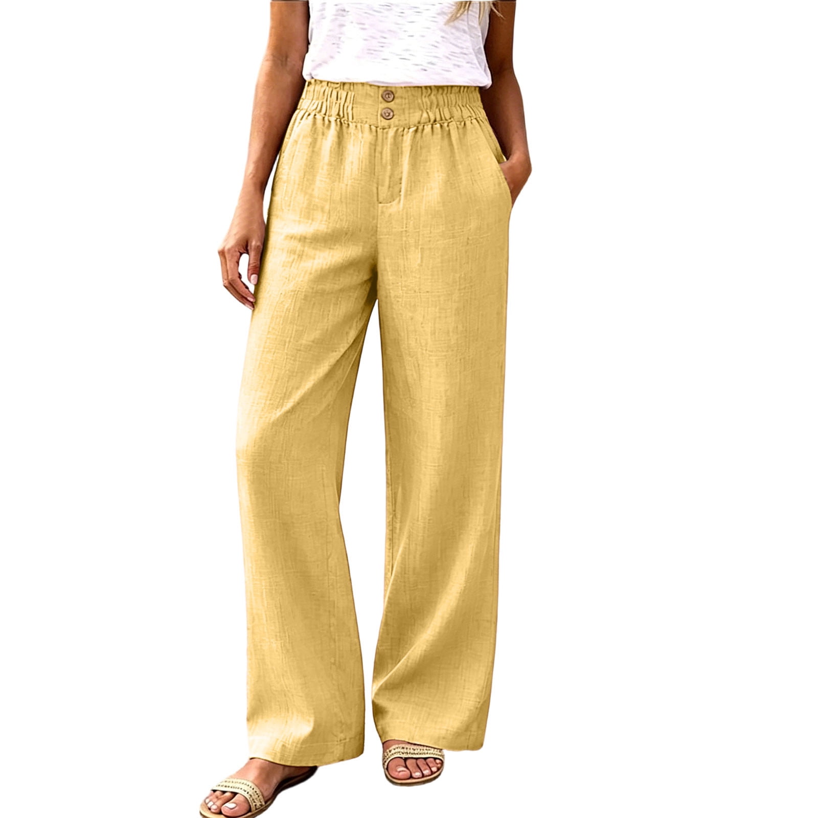 Atogsazn Womens Wide Leg Pants Casual Loose Fit Lightweight High ...