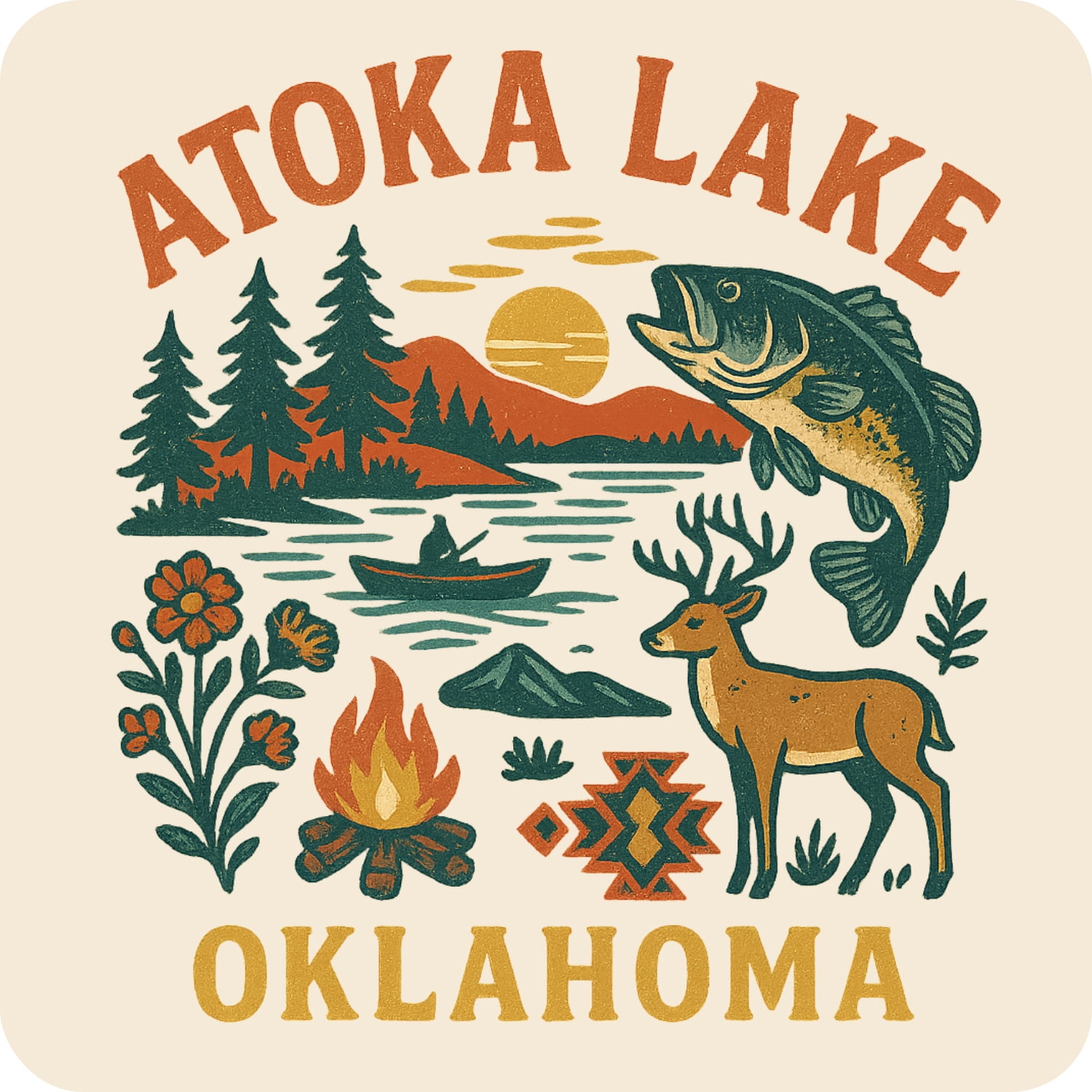 Atoka Lake Oklahoma Keepsakes Souvenir Vinyl Sticker – Destination ...