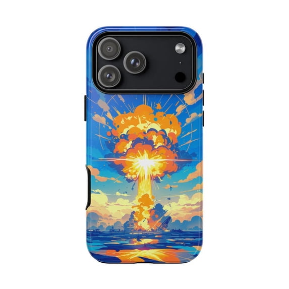 Atom Bomb Blue Sunset Pop Art Graphic Case with iPhone 17 to 11 Pro Max ...