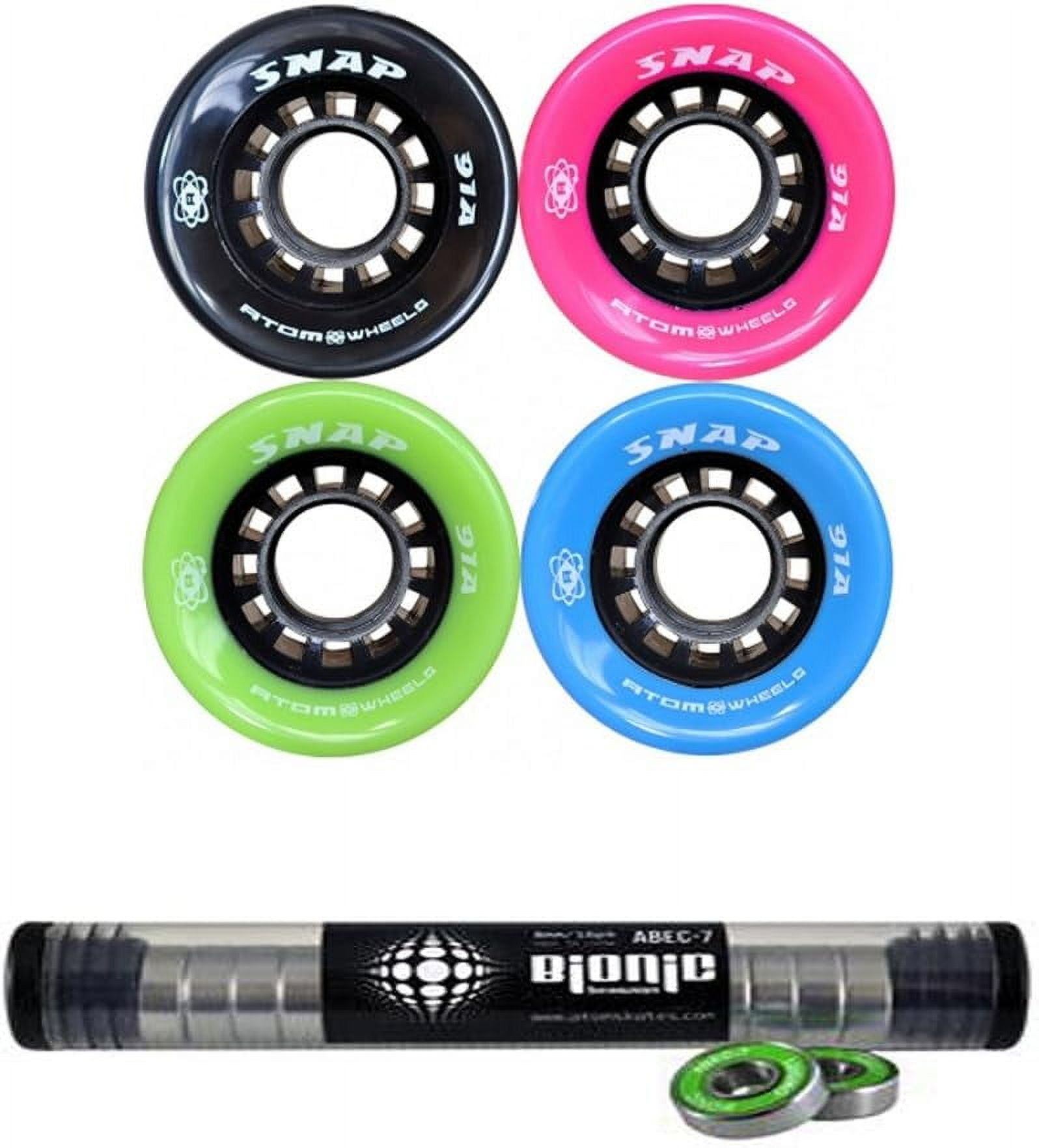 Atom Snap Indoor Outdoor Skate Wheels with Bionic Bearings 8mm Full Set ...