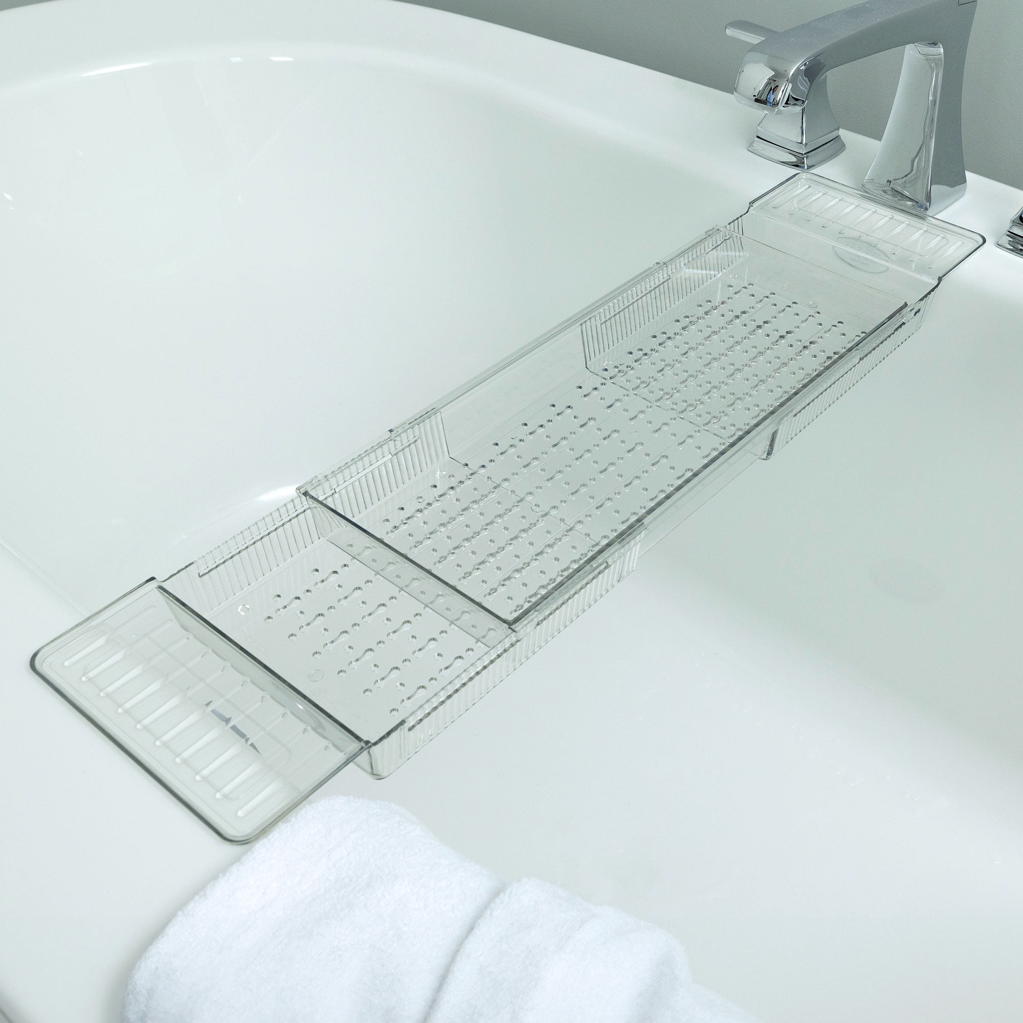 Atomi Expandable Clear Acrylic Caddy Bathtub Tray - Walmart.com