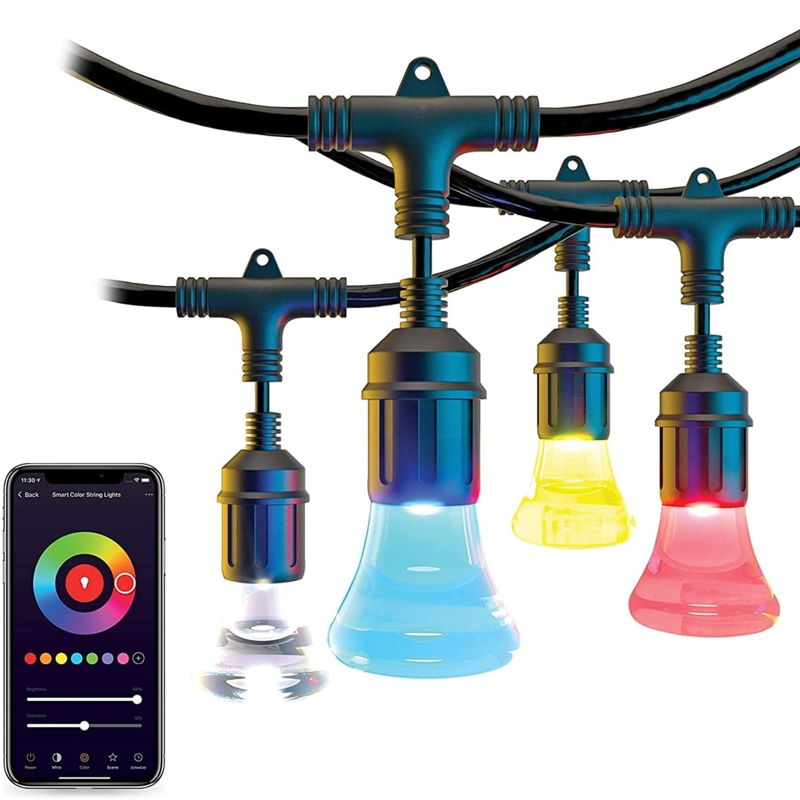 Atomi Smart LED Color String Lights, 36 Foot - Party Colored, Multi ...
