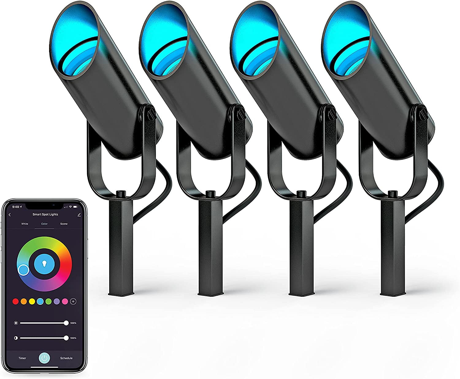 Atomi Smart WiFi LED Spot Lights 4Pk All-Weather Tunable White Color ...