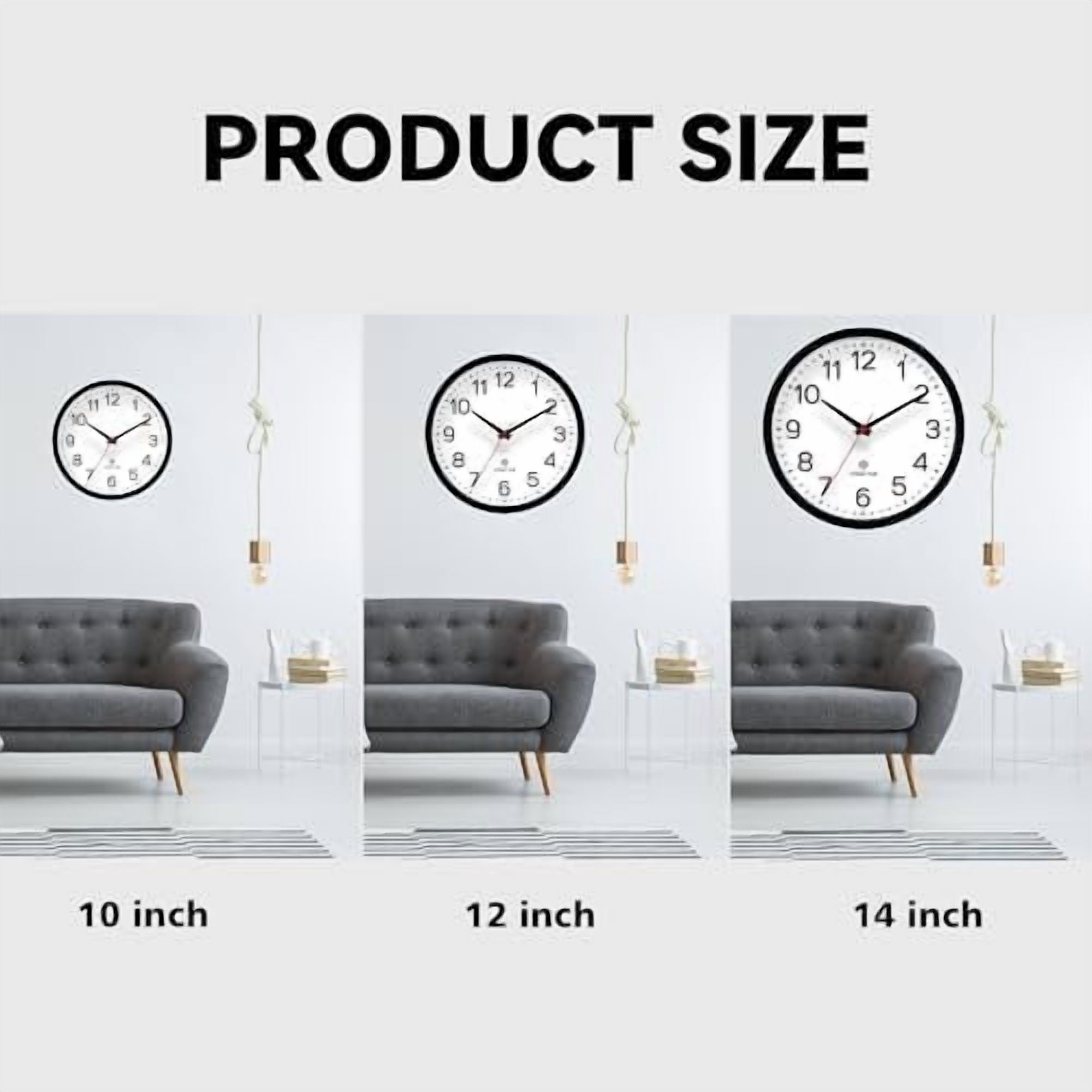 Atomic 10 Inch Wall Clock Analog Clocks for Indoor Kitchen, Battery ...