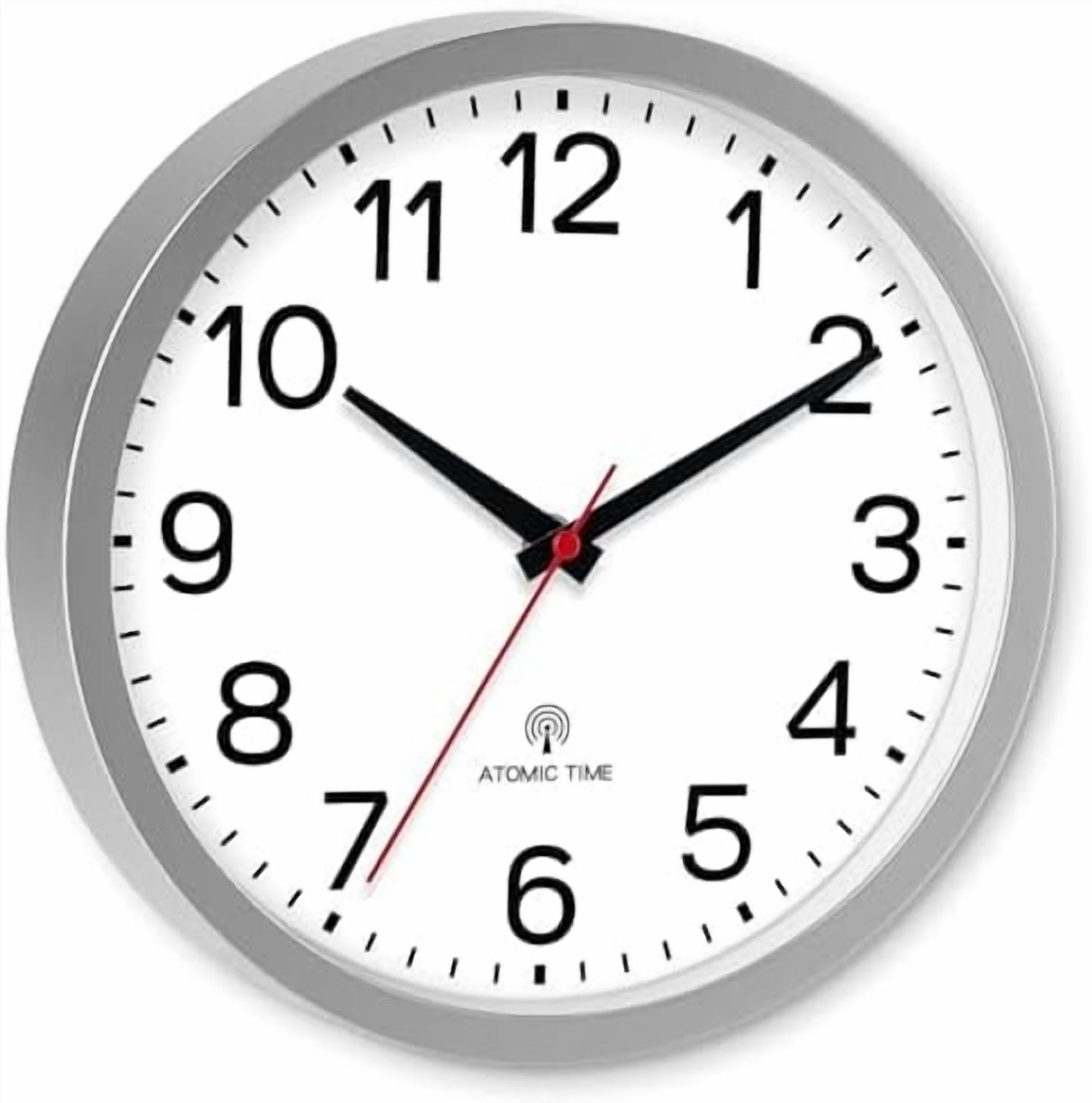 Atomic 10 Inch Wall Clock Analog Clocks for Indoor Kitchen, Battery ...