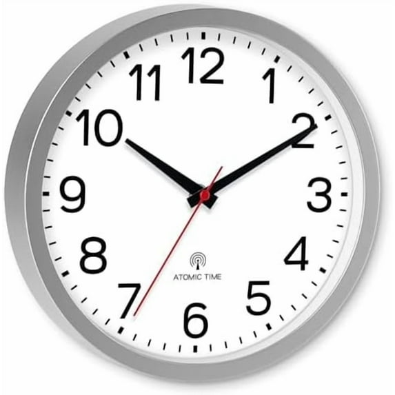 Atomic 10 Inch Wall Clock Analog Clocks for Indoor Kitchen, Battery ...