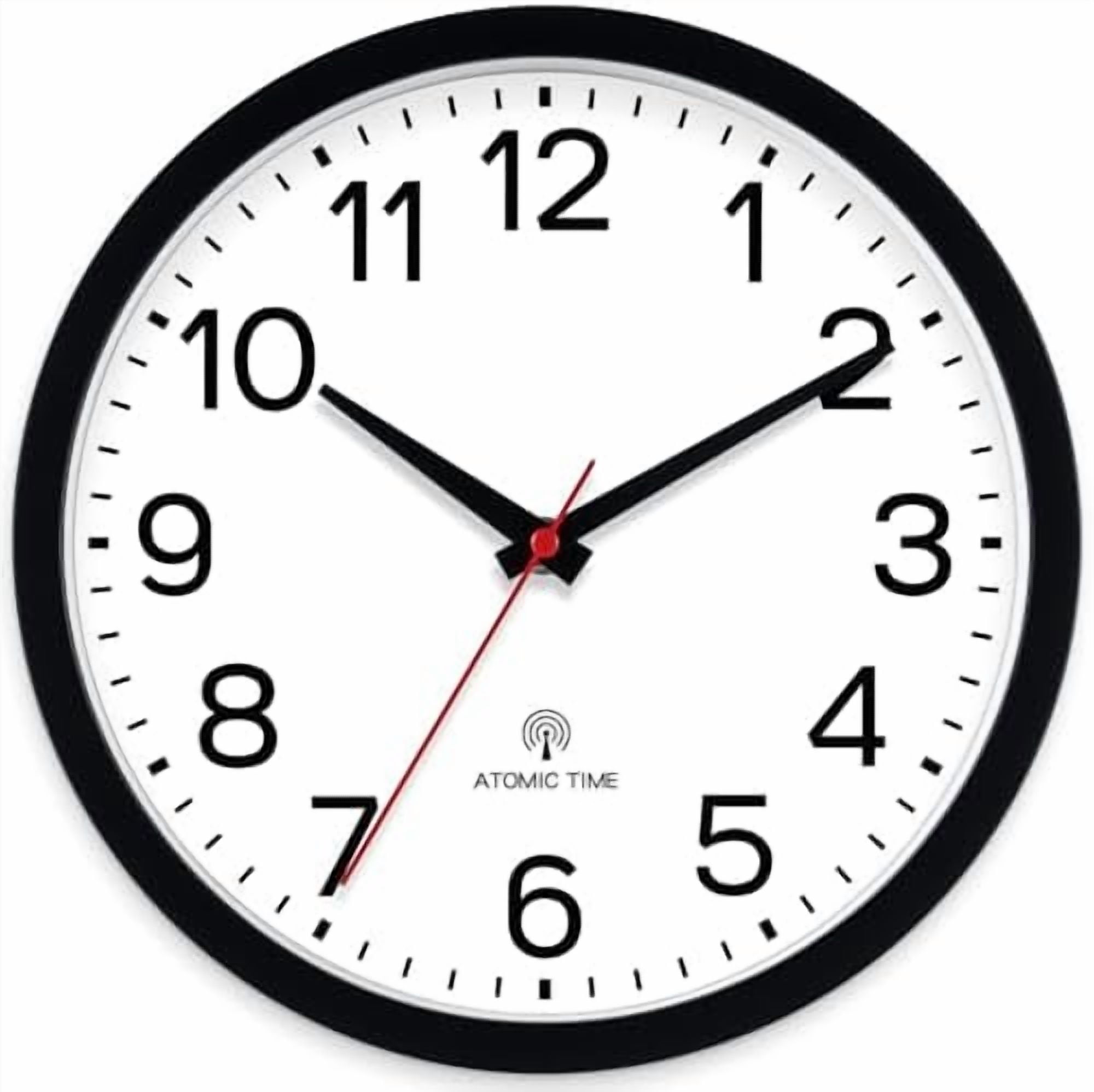 Atomic 12 Inch Wall Clock Analog Clocks for Indoor Kitchen, Battery ...