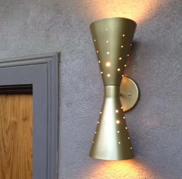 Atomic 50's 60's style mid-century modern bow tie dual cone wall sconce ...