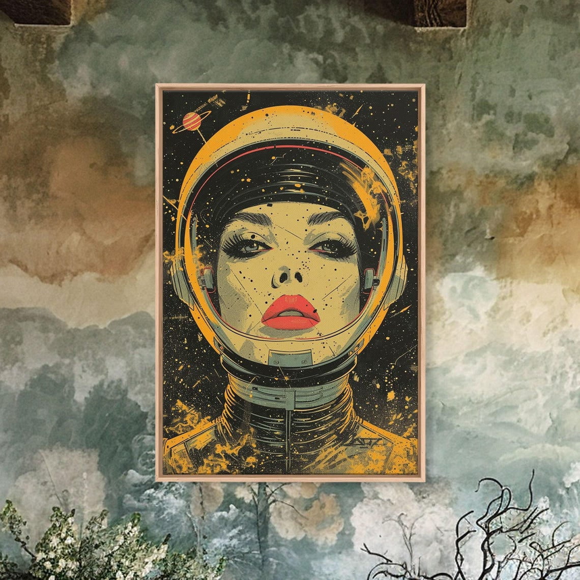 Atomic Age Astronaut Woman Vintage Space Art Poster, Unframed Size ...